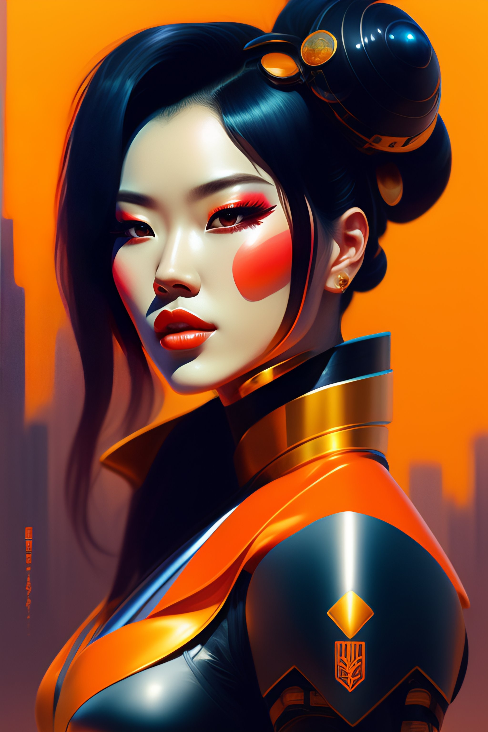 Lexica - Robo geisha portrait, cyberpunk, asymmetrical, profile picture ...