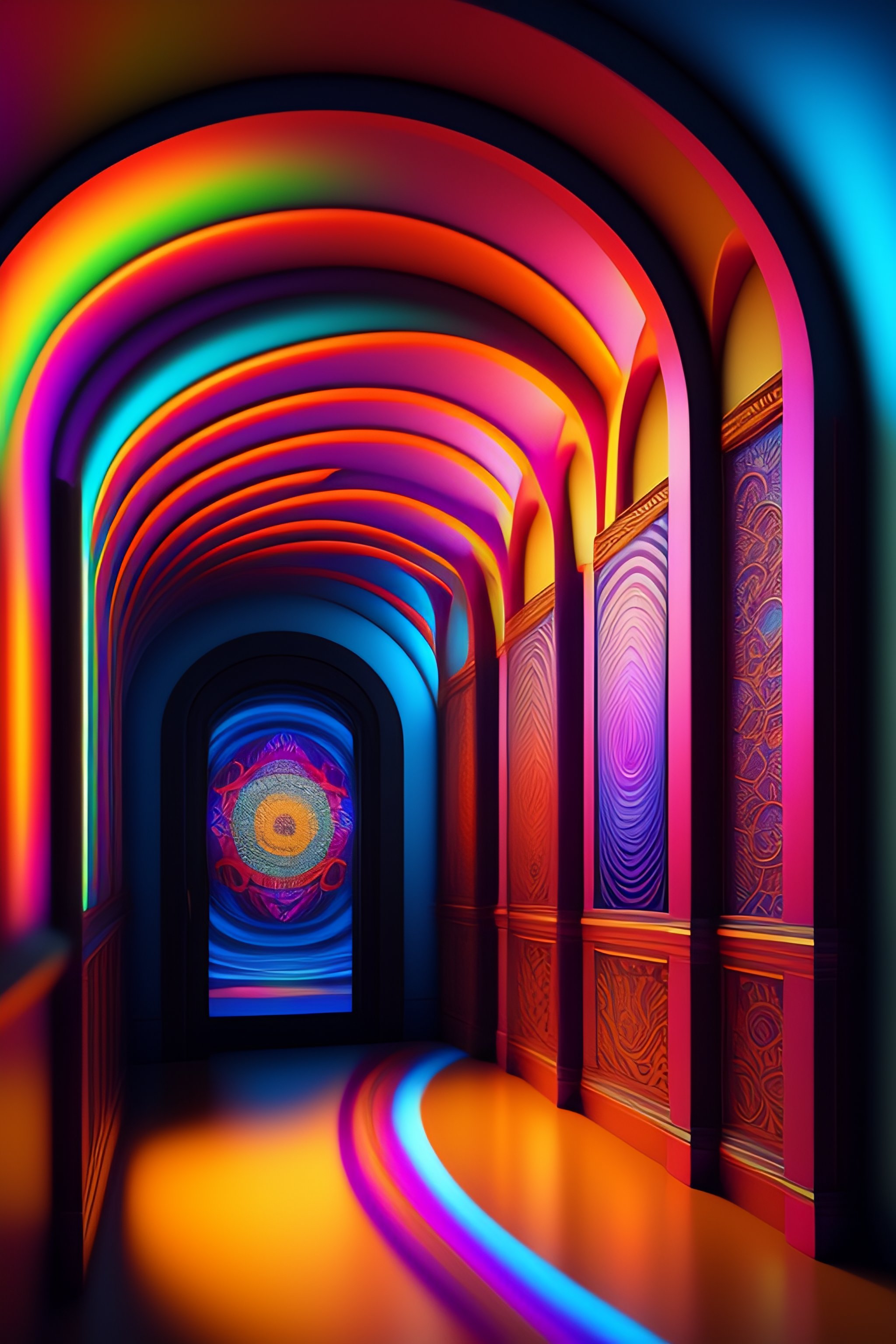 Lexica - The most psychedelic scene imaginable in a hallway, intricate ...