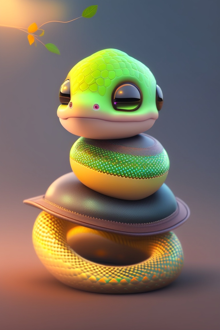 Lexica - Cute and adorable cartoon baby snake, fantasy, dreamlike ...