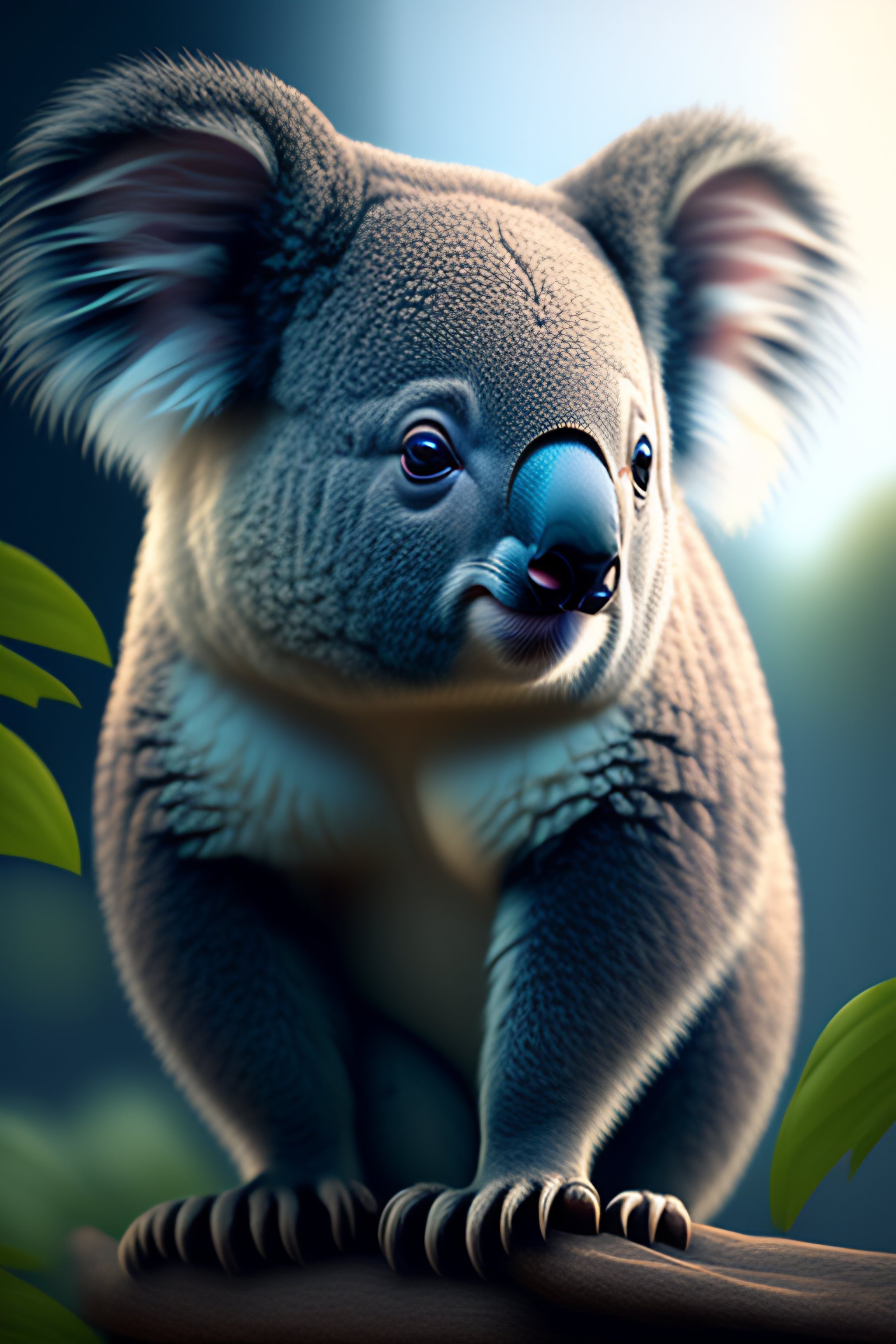 Lexica - Highly detailed potrait of koala, unreal engine 5, 8k, ultra hd, blue background