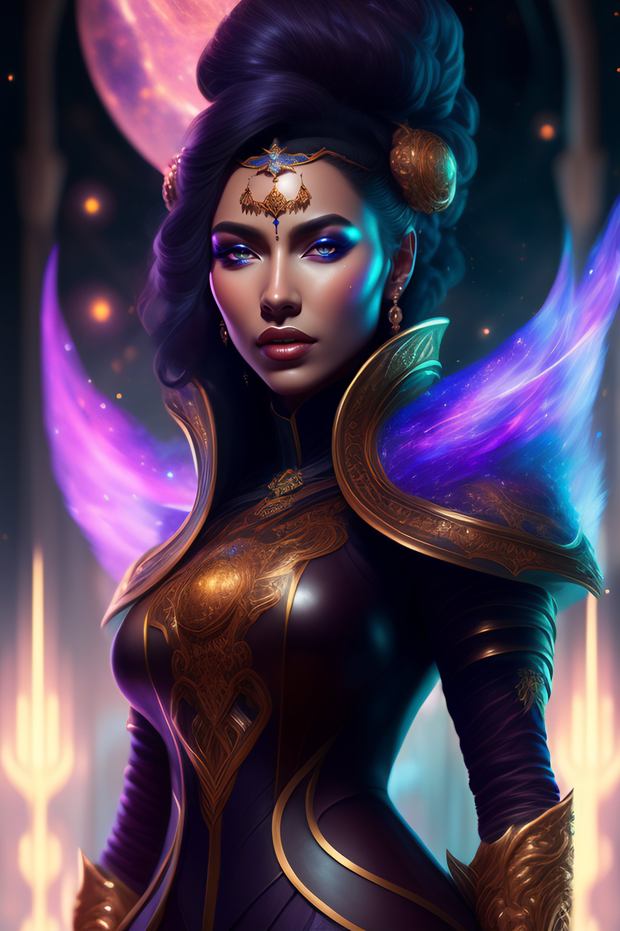 Lexica - Cosmic sorceress, nebulas, galactic, Concept art portrait by ...