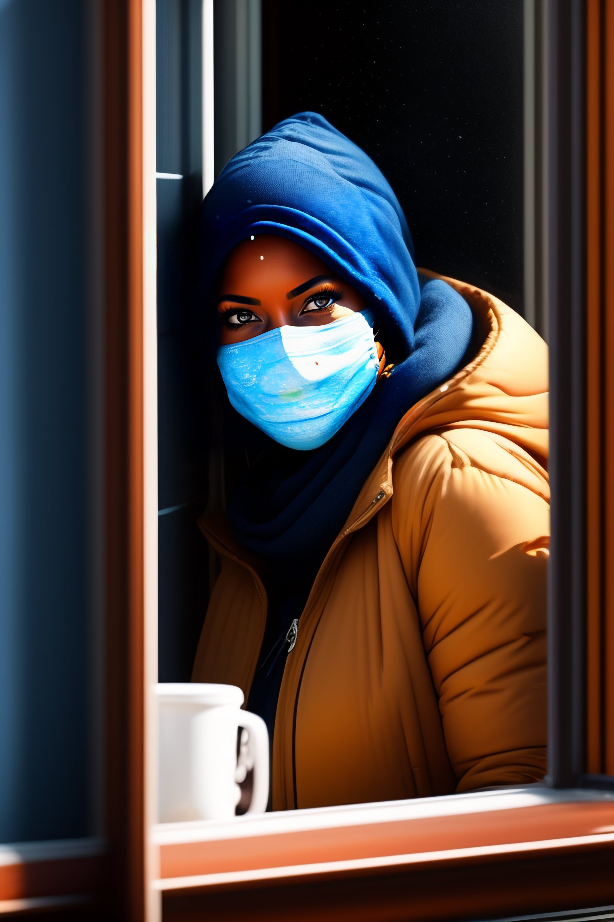 Lexica - Female masked robber escaping out of a house by a window ...