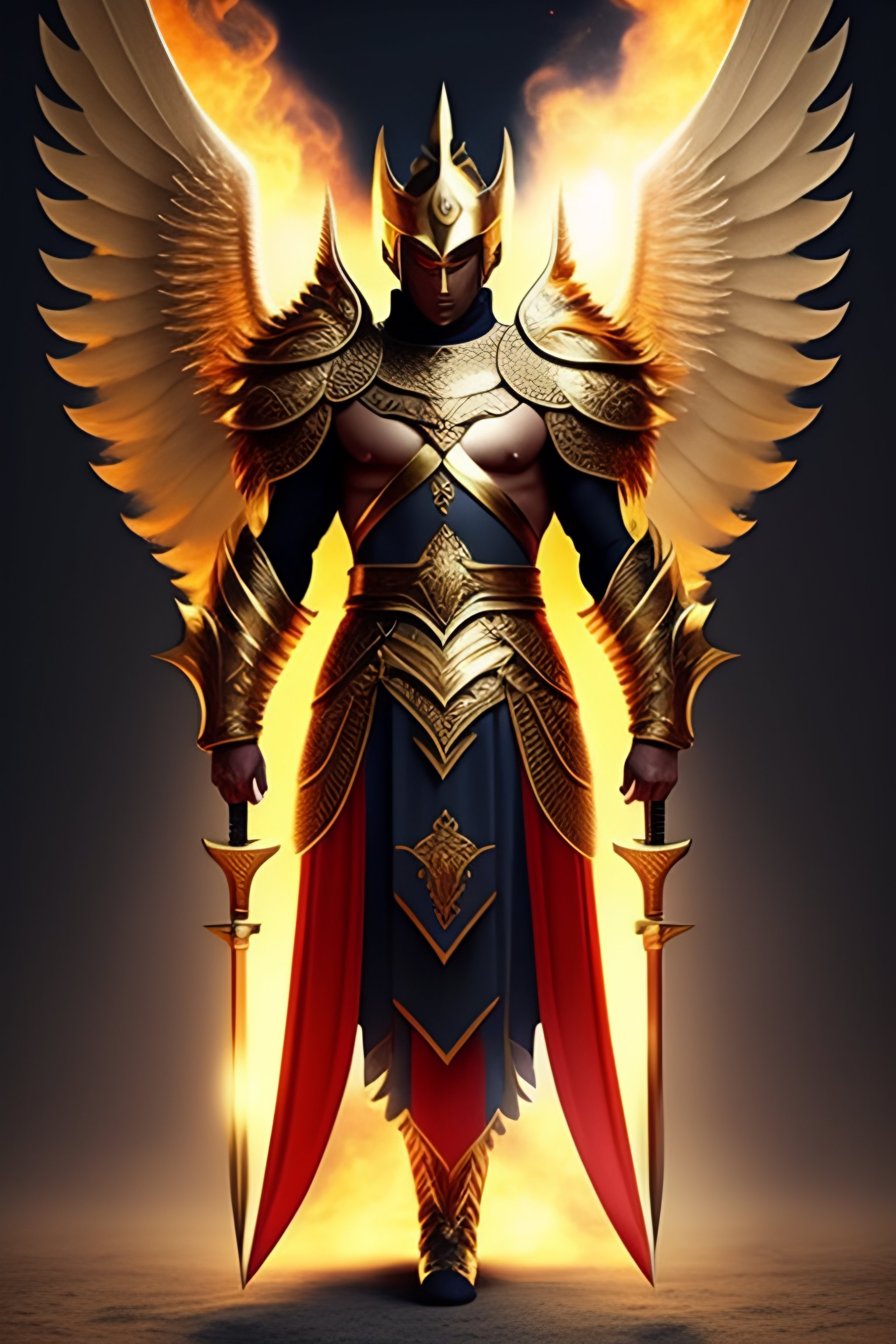 Lexica - Angel wings hell magic sun male armor god arrows bow king ...