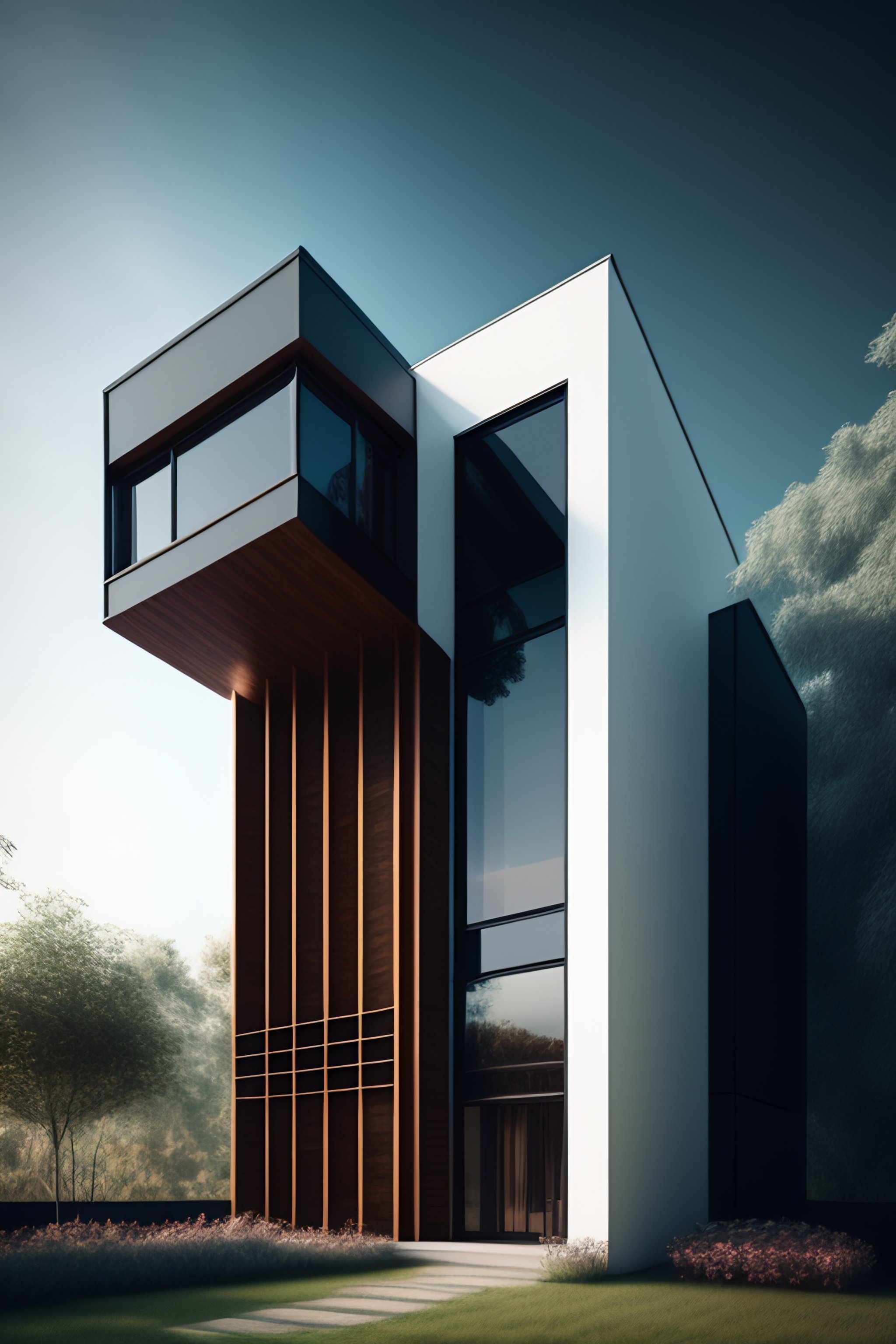 Lexica - Image of a three floor modern building, realistic, photography ...