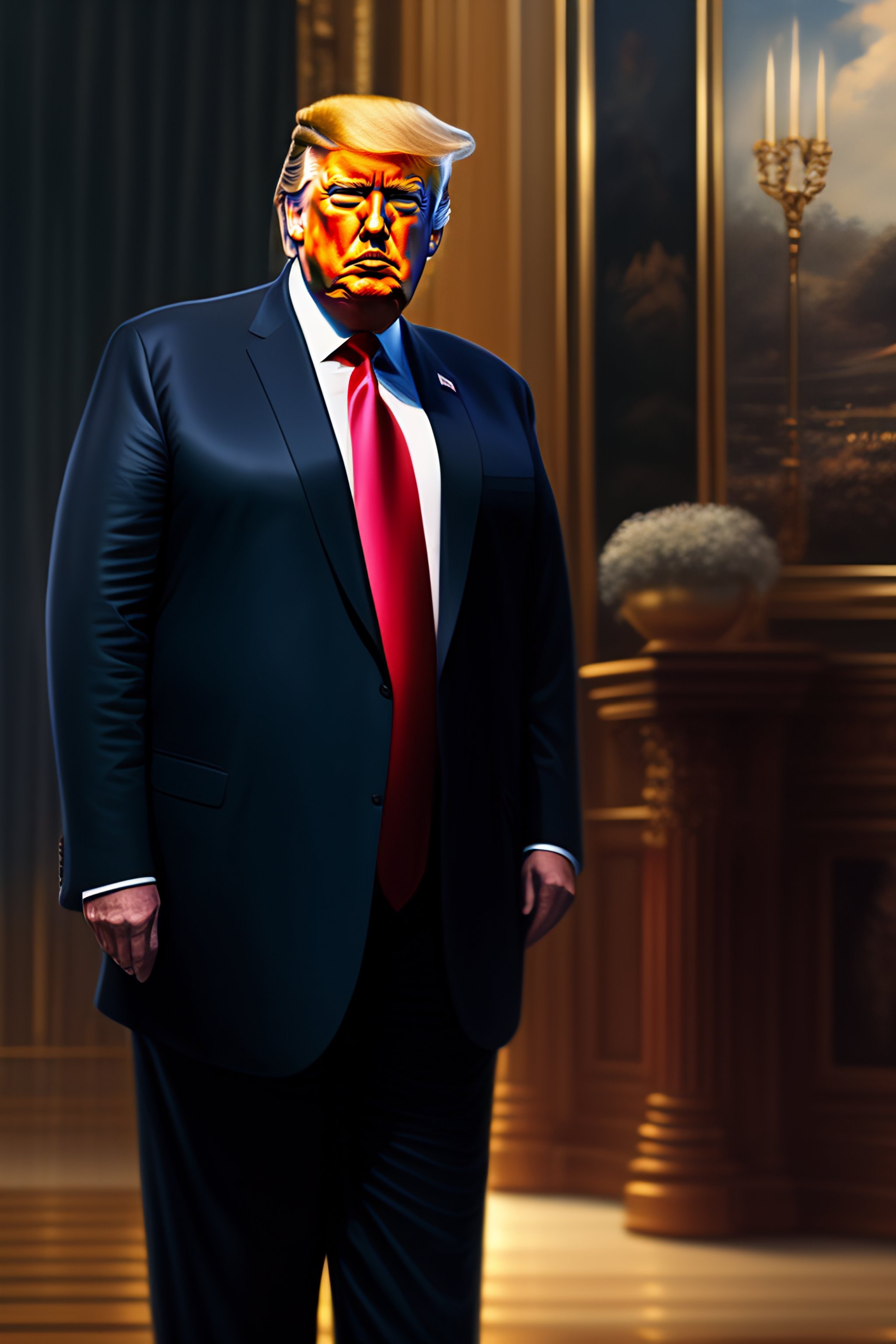 Lexica - Full shot body photo of Trump, professional majestic oil ...