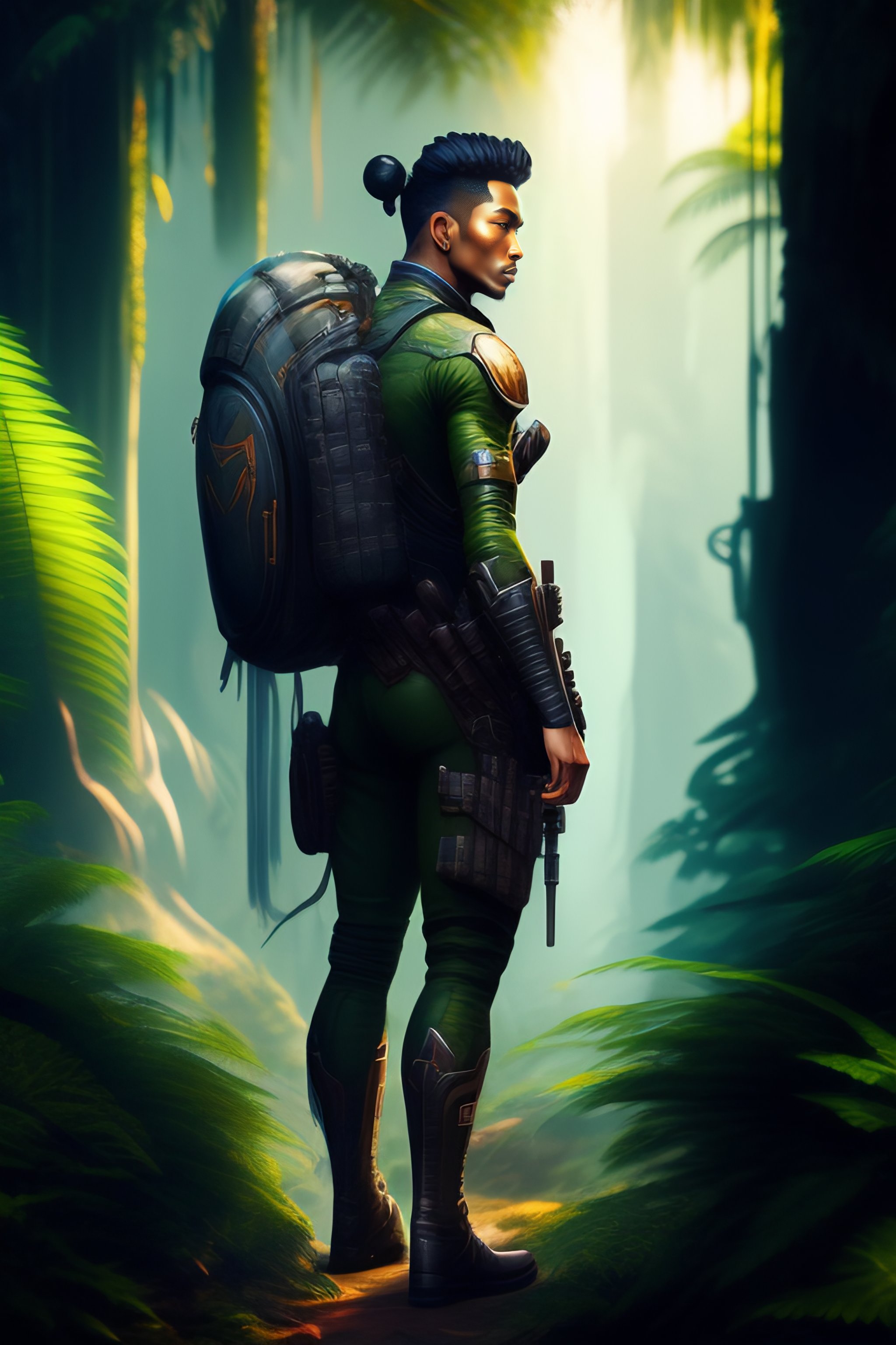 Lexica - Character art backgrund in jungle