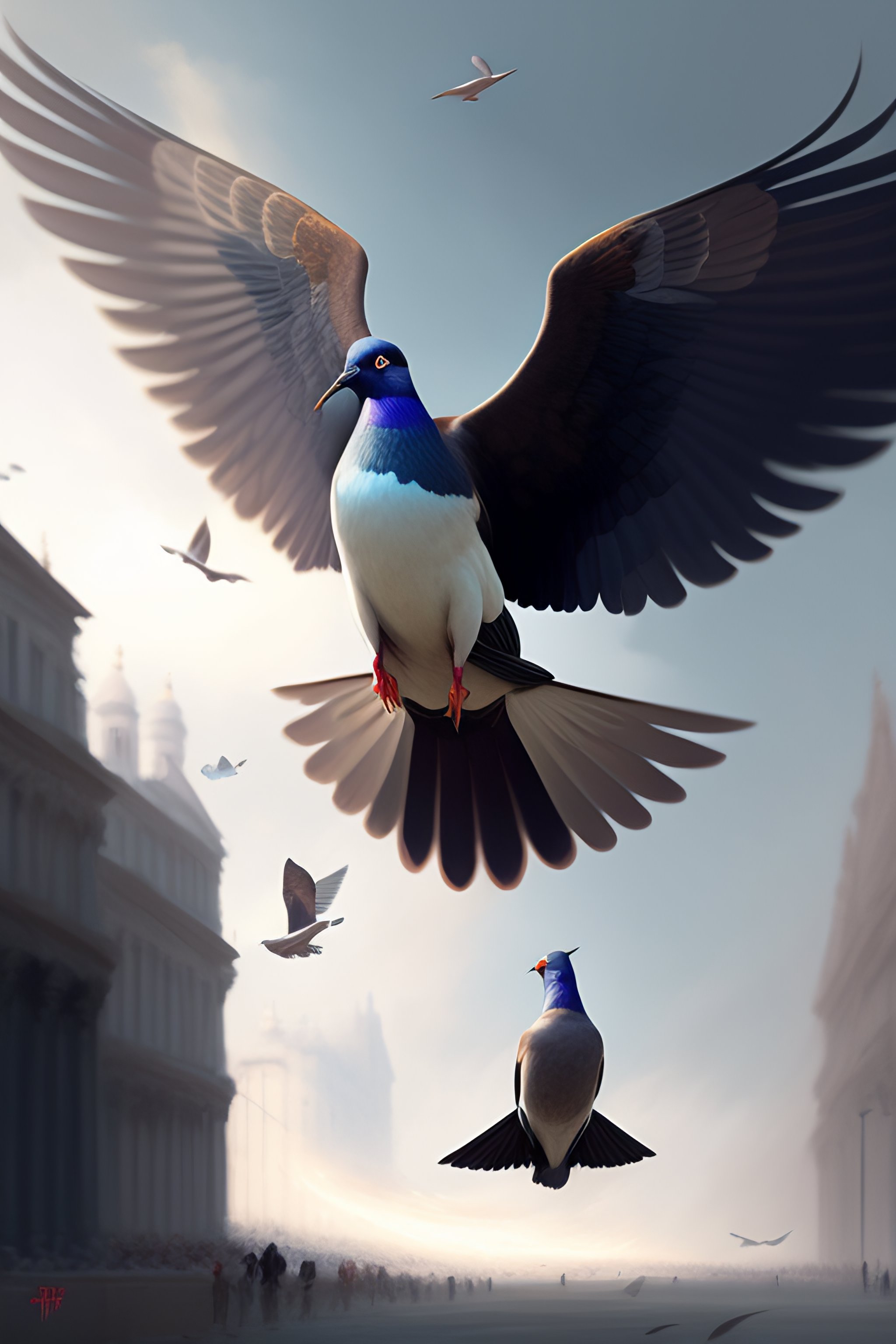Pigeon Flying Painting