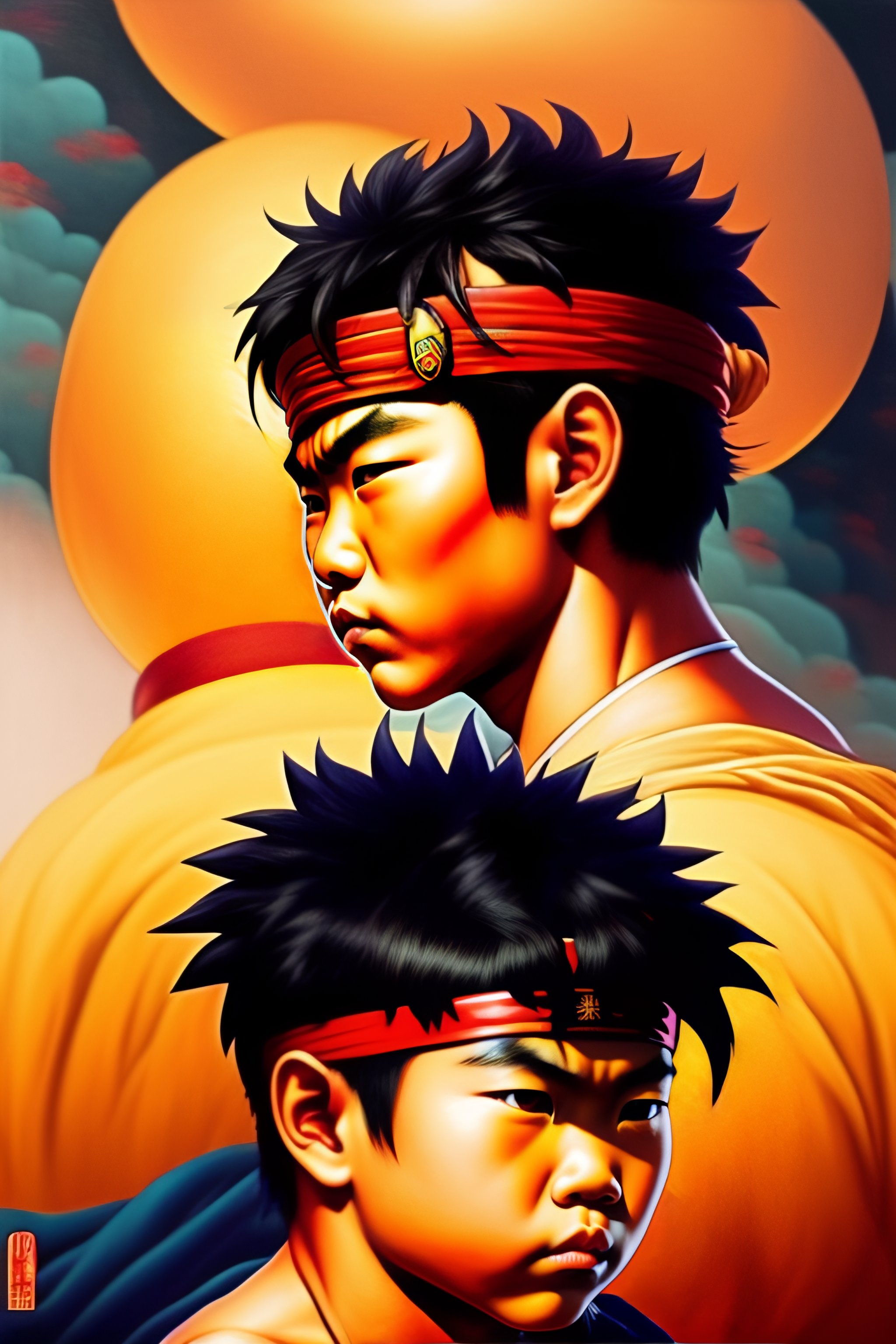 Lexica - Street fighter ryu kid, headband, ukiyo-e