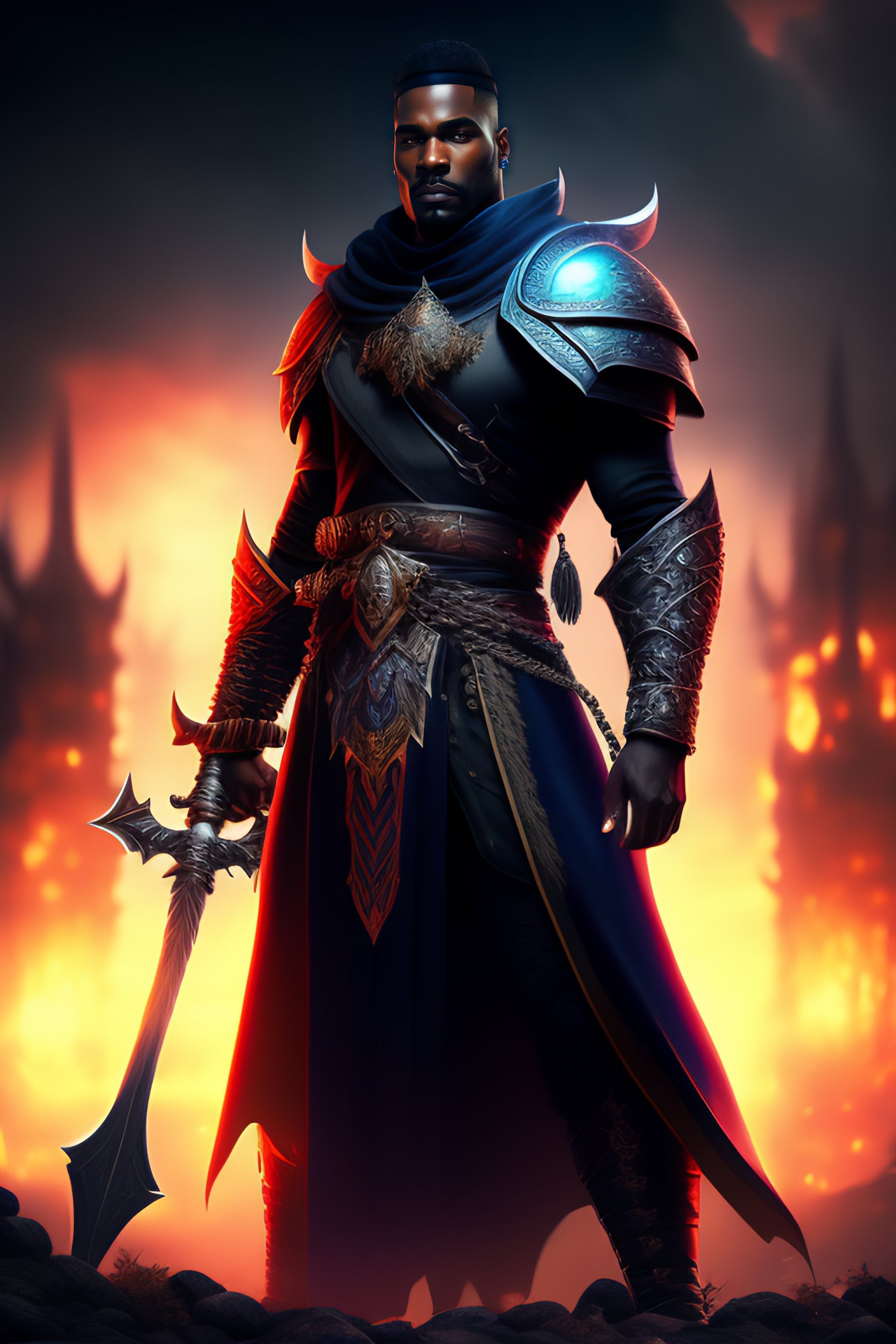 Lexica - Black cityguard, intimidating d & d character holding giant ...