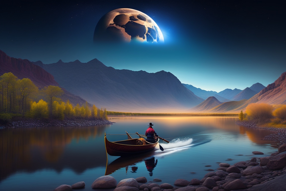 Lexica - A Beautiful river on the Moon at dusk. The river is flowing ...