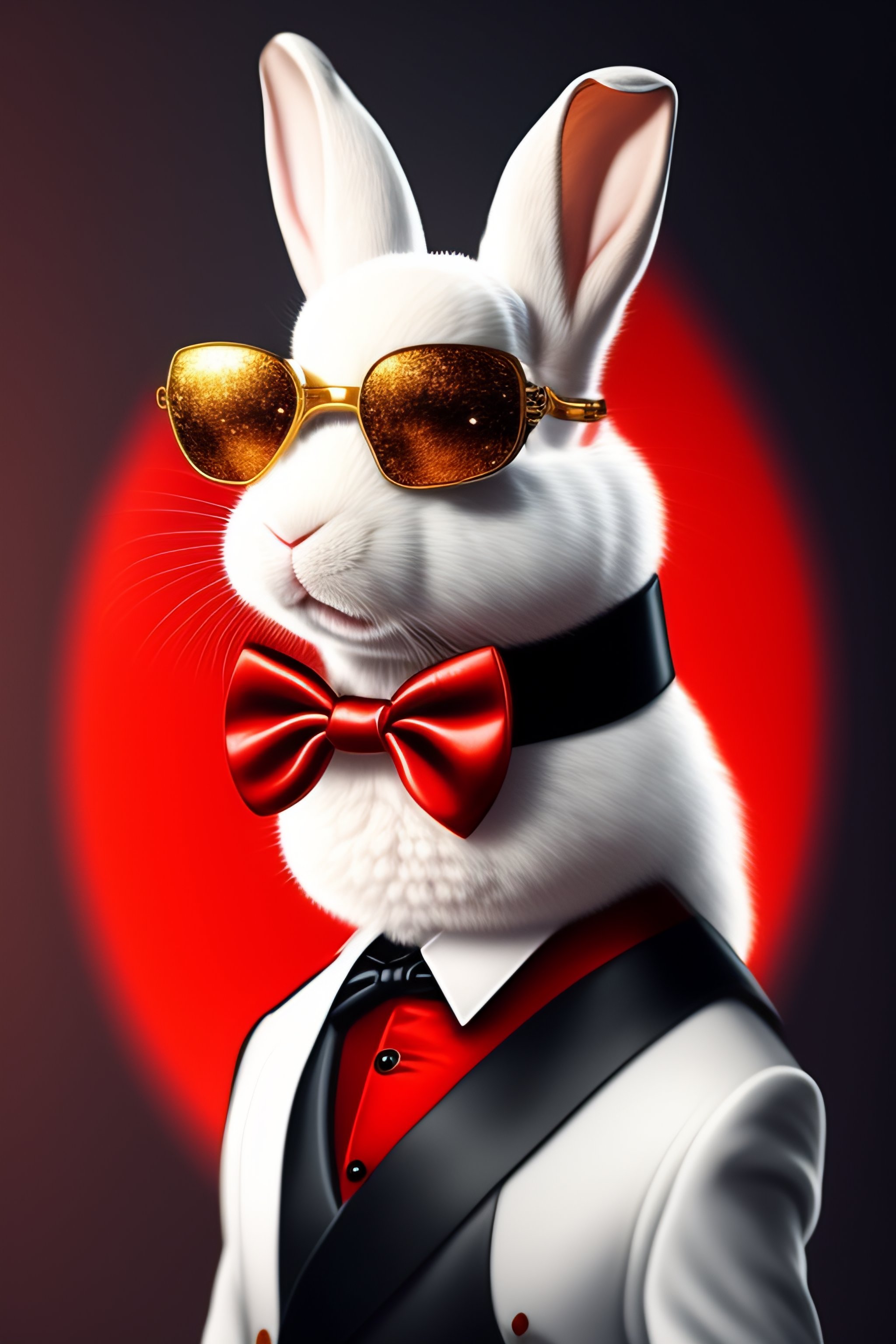 Lexica - Full-bodied portrait, cartoon white young male rabbit wearing ...