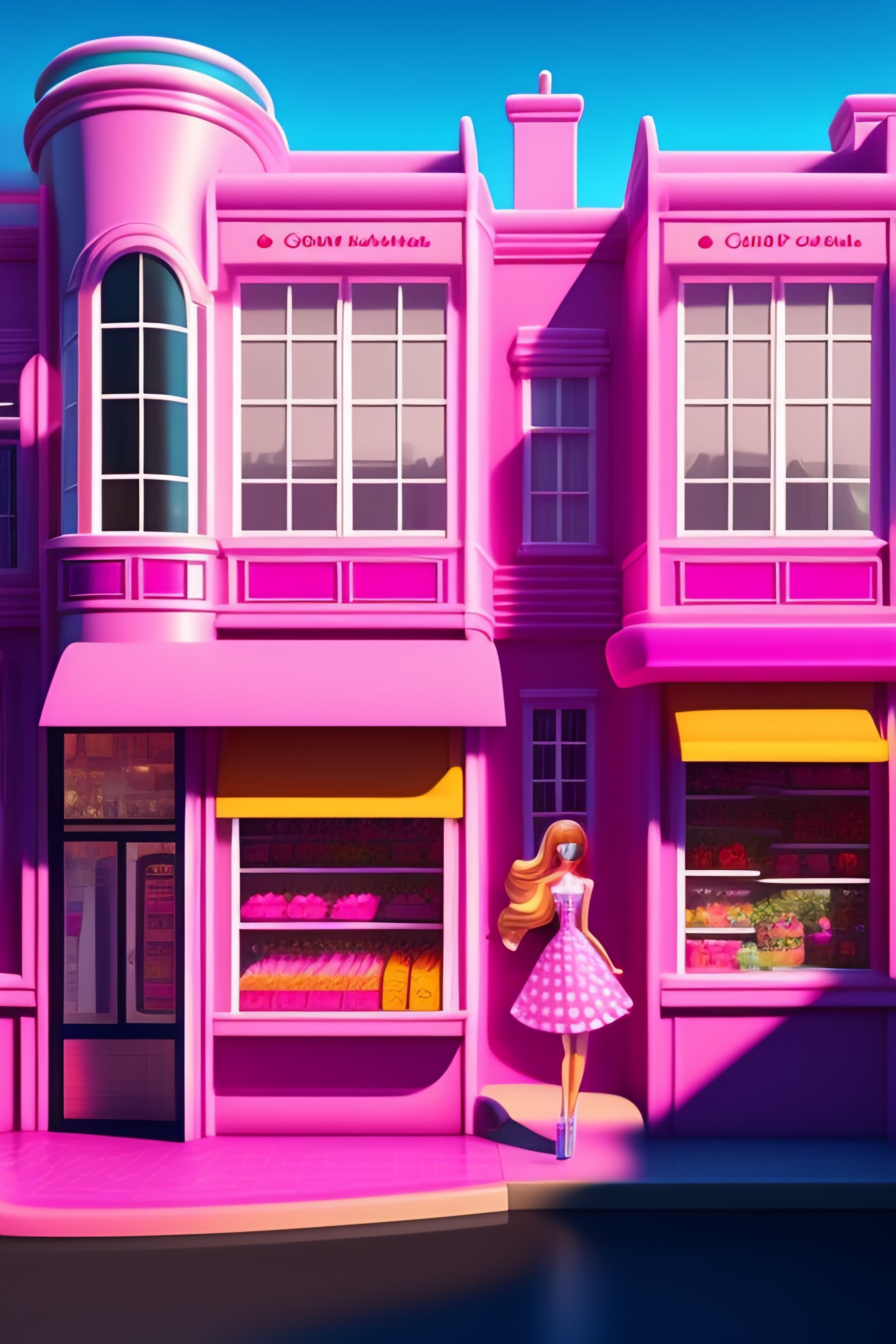 Lexica - Vector barbie doll with barbie doll houses and shops on main ...