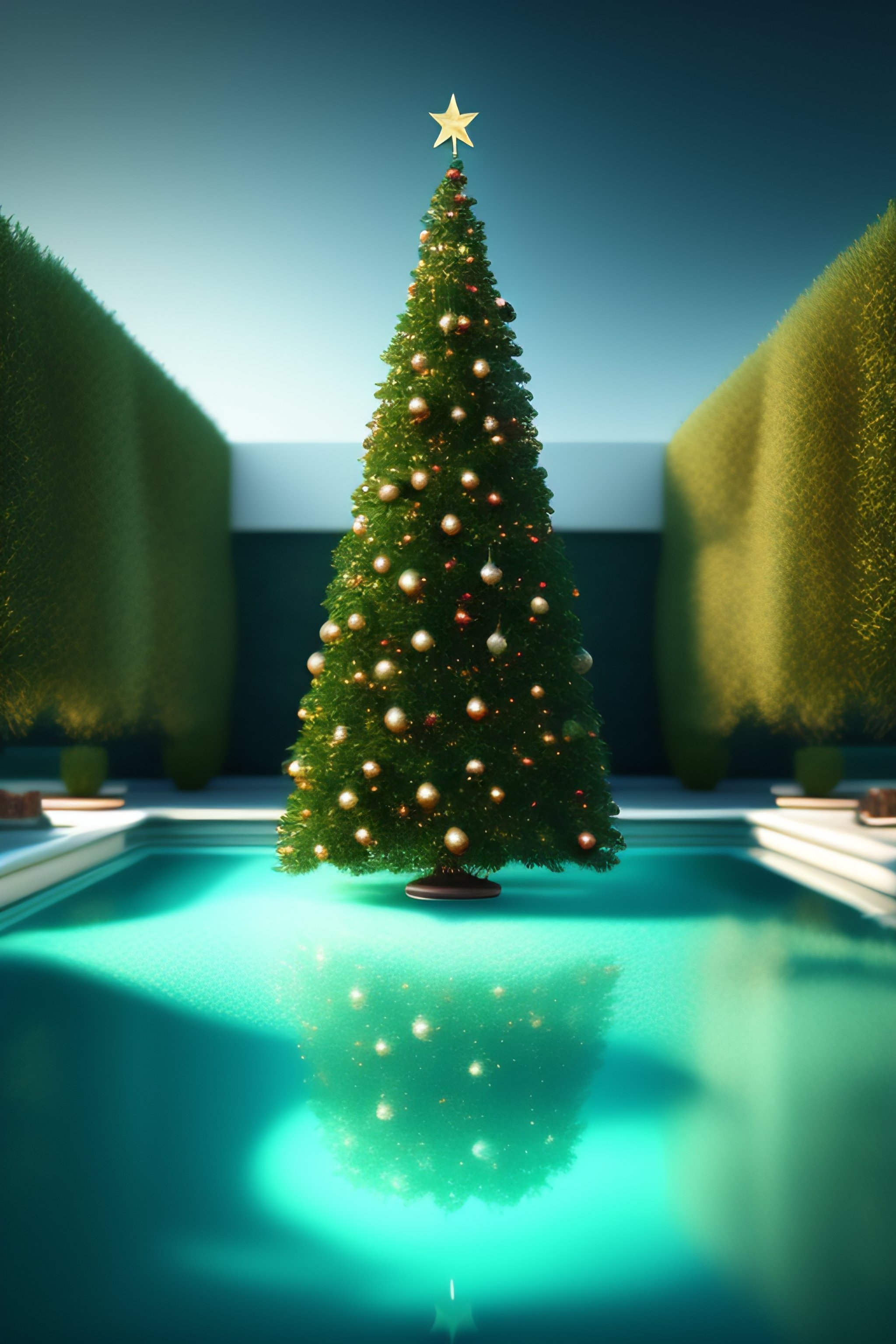 Lexica - Christmas tree in a pool