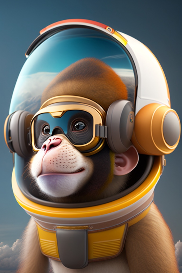 Lexica - A monkey with an eyepatch wearing an astronaut helmet looking ...