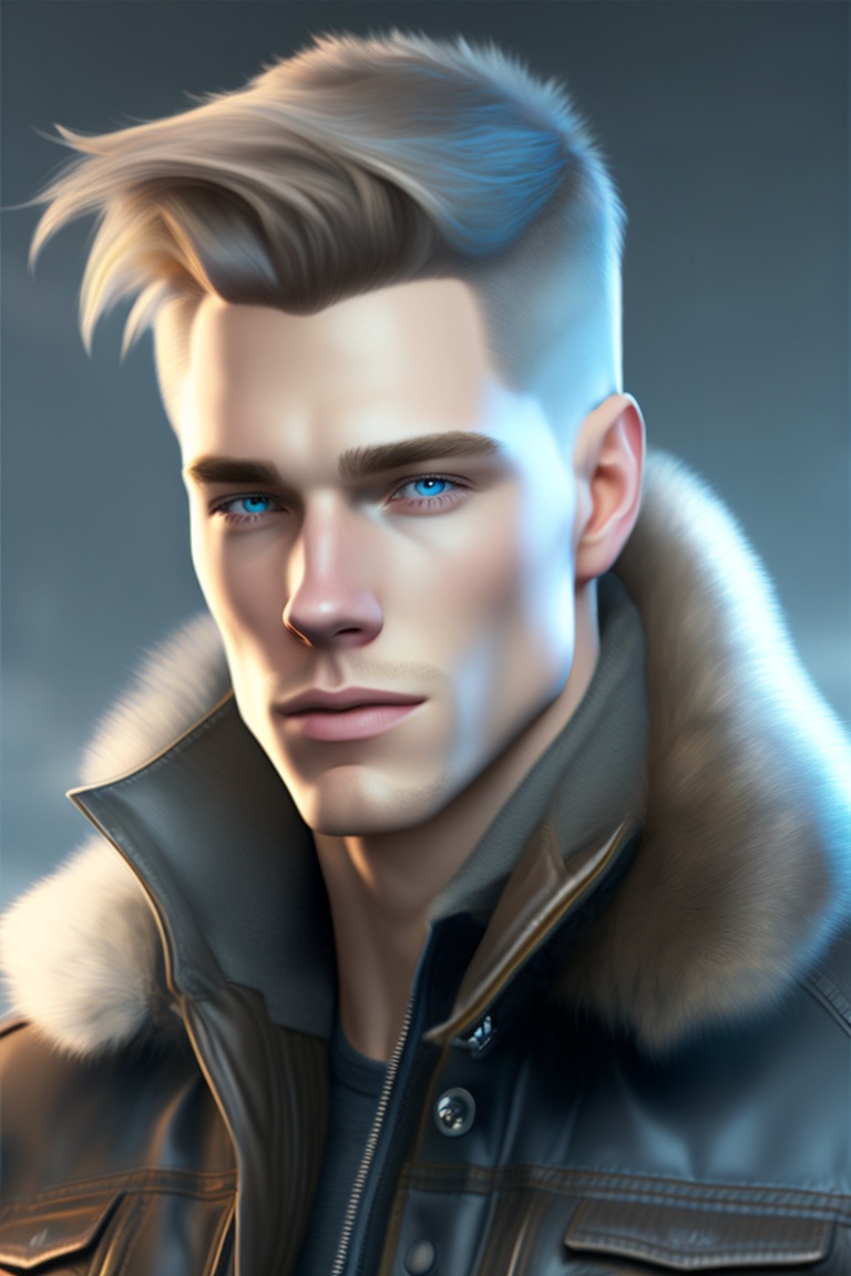 Lexica - Young, handsome man, blue-eyed, ash-colored hair, with a long ...