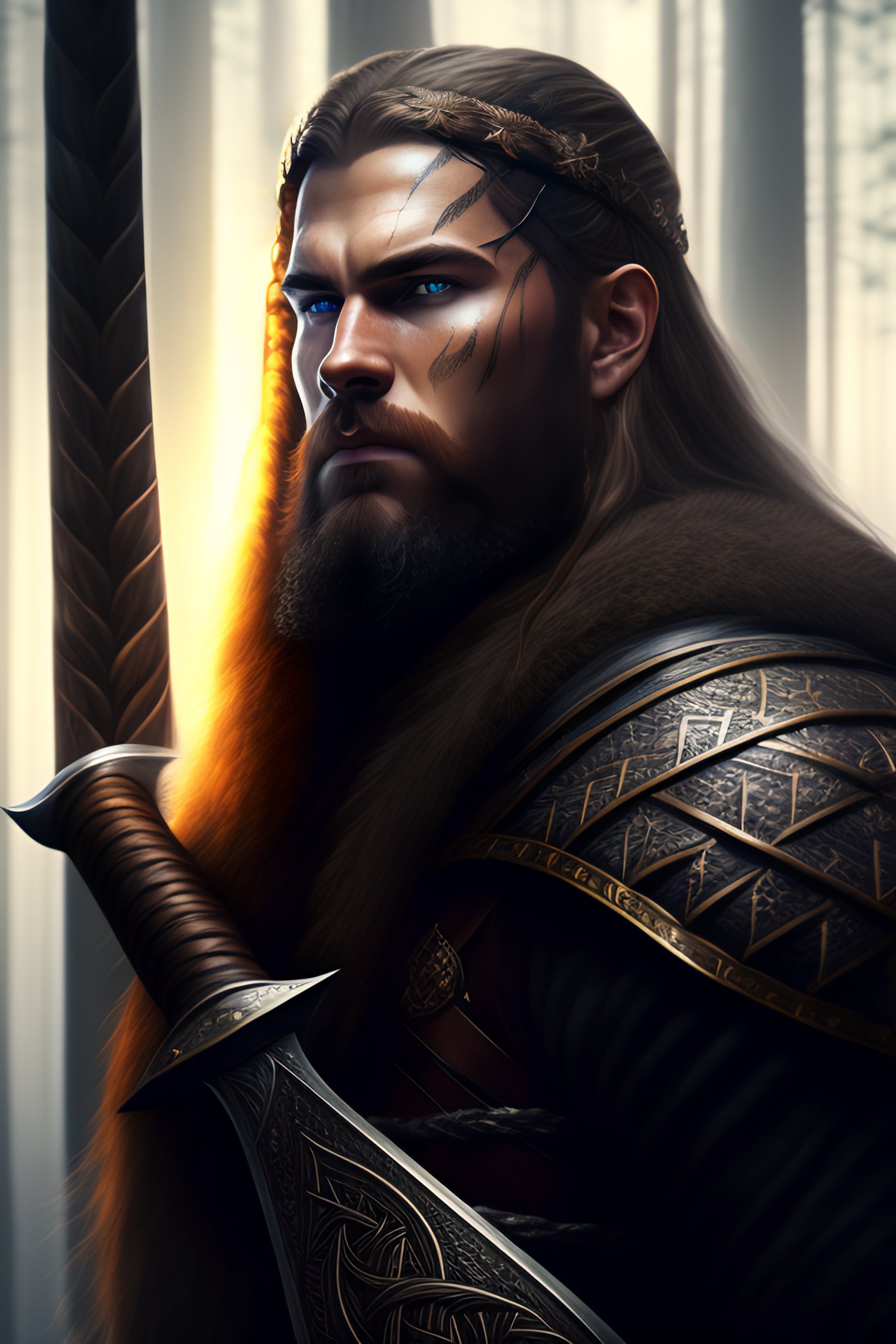 Lexica - Portrait of a Viking warrior wielding an axe, dark forest ...