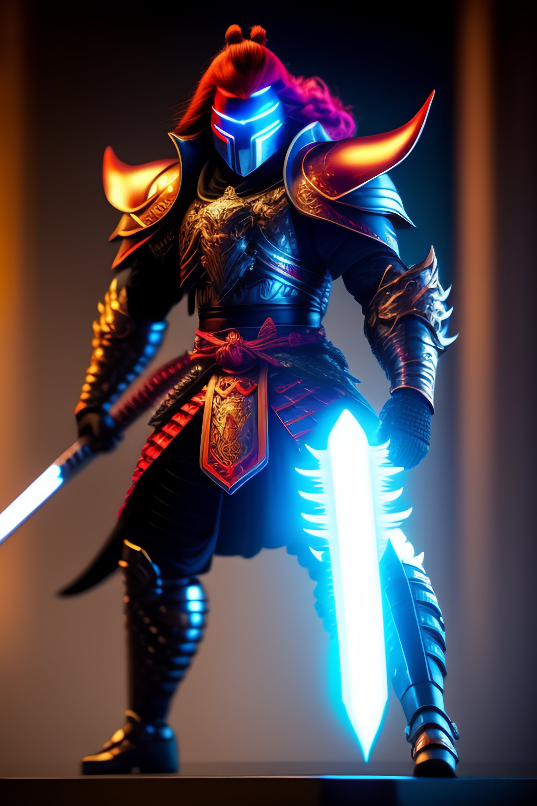 Lexica - Full body shot of a samurai wearing composite samurai armor ...