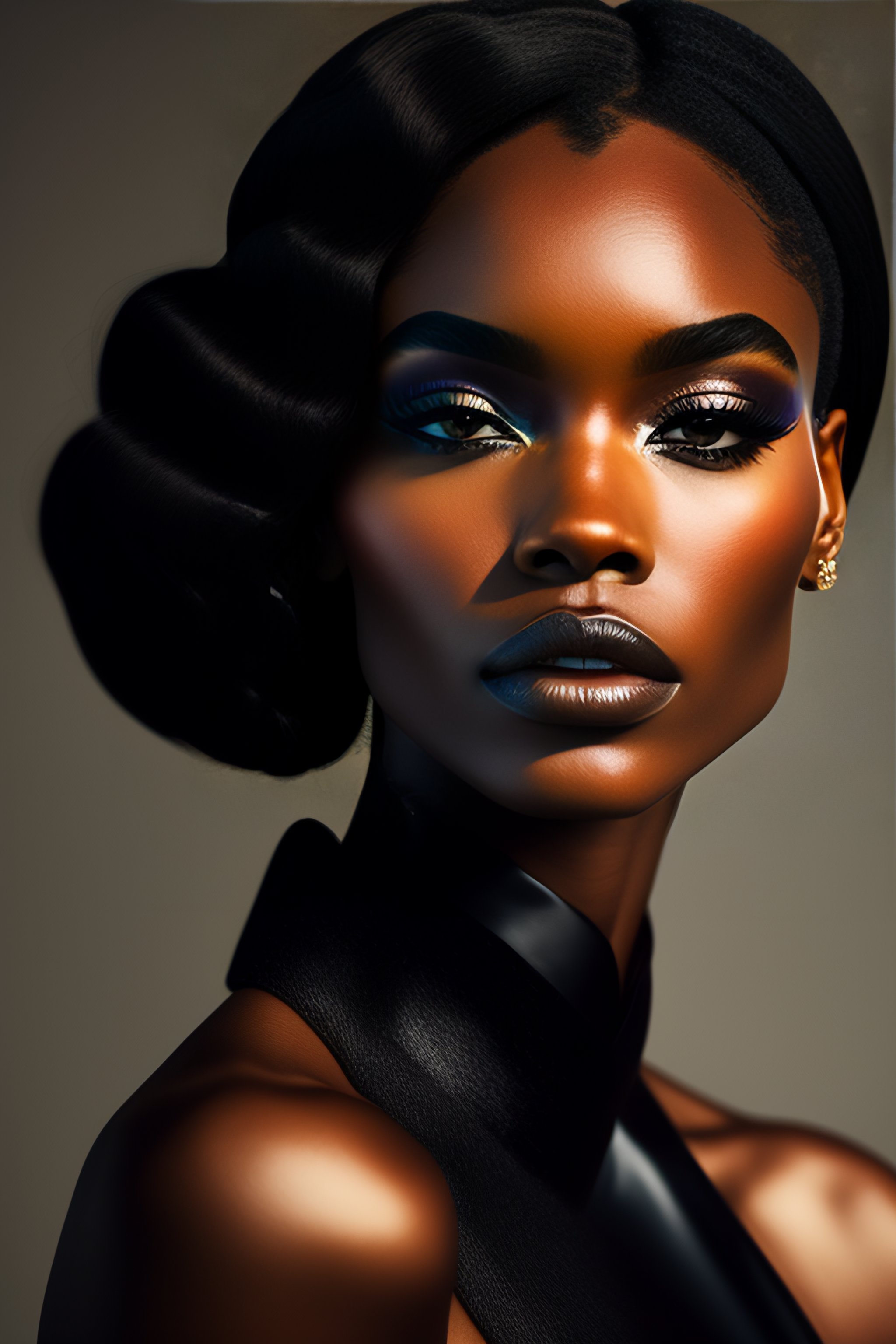 Lexica - A photo close-up of a beautiful black hair woman with fashion ...