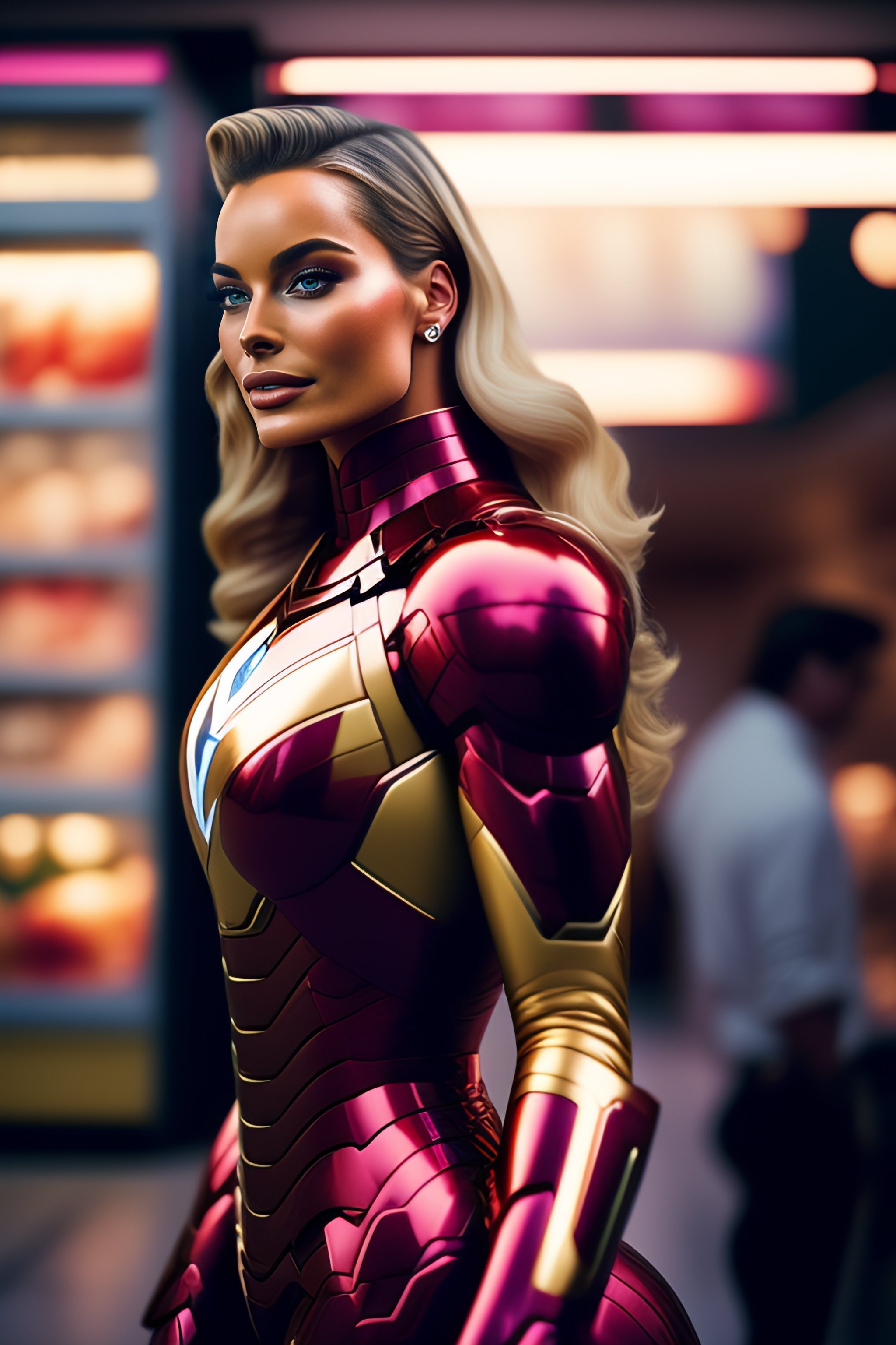 Lexica - Margot robbie pretty face as kim kardashian body as iron man ...