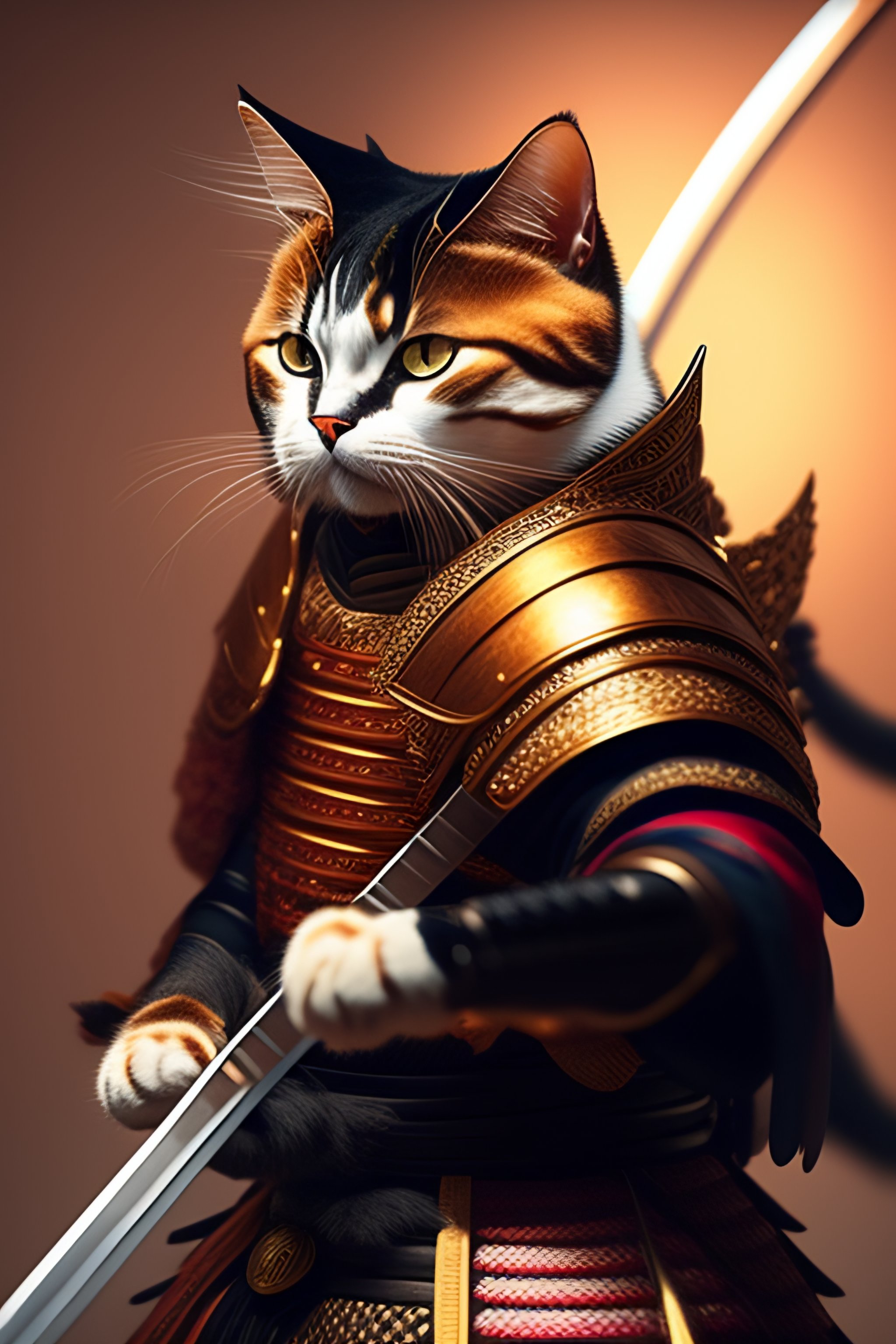 Lexica - Samurai cat ready to fight with katana.