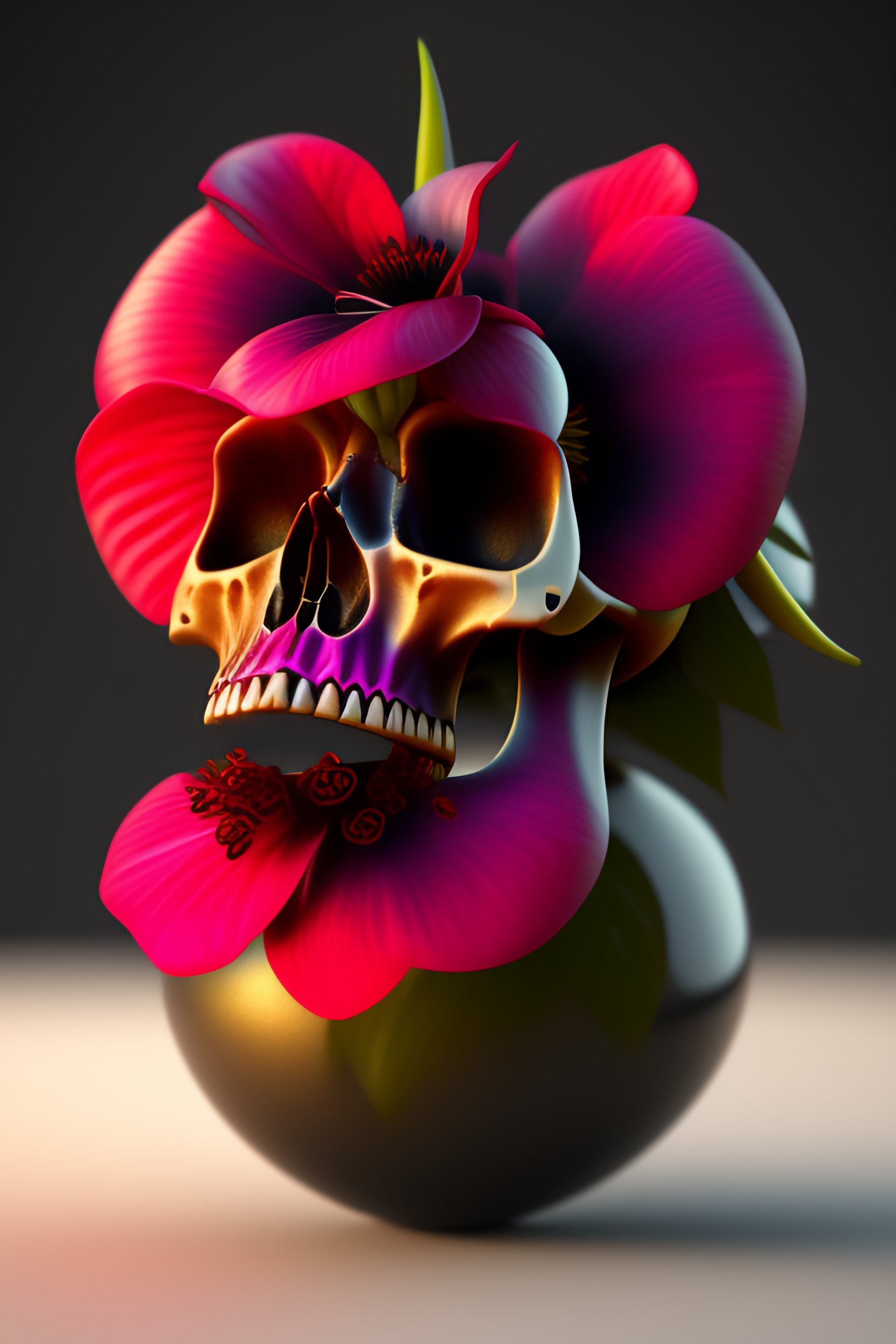 Lexica - Wild rose with skull core sharp teeth and pointed tongue cgi ...