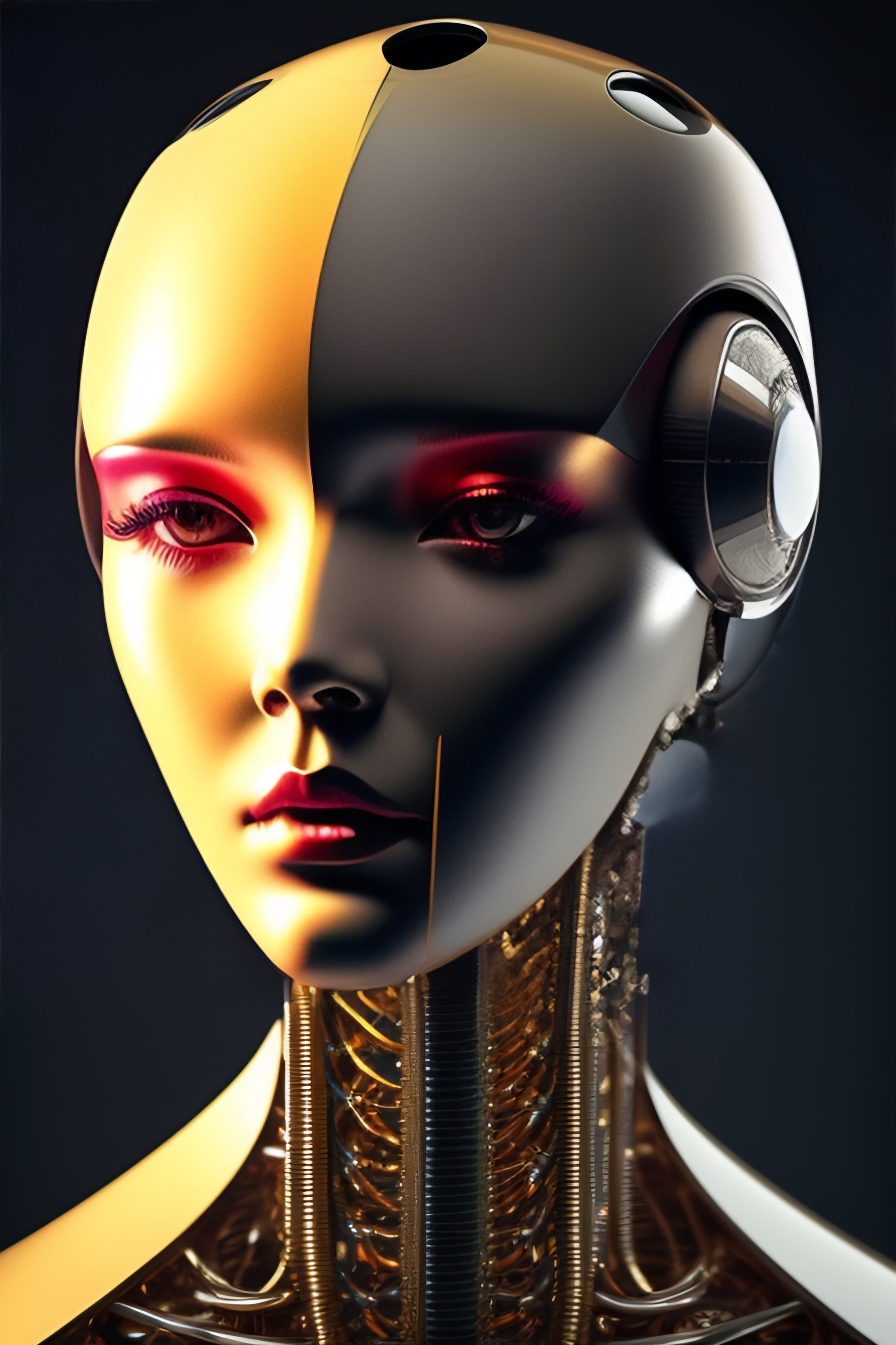 Lexica - A human head with 50% of it looking like an ai robot