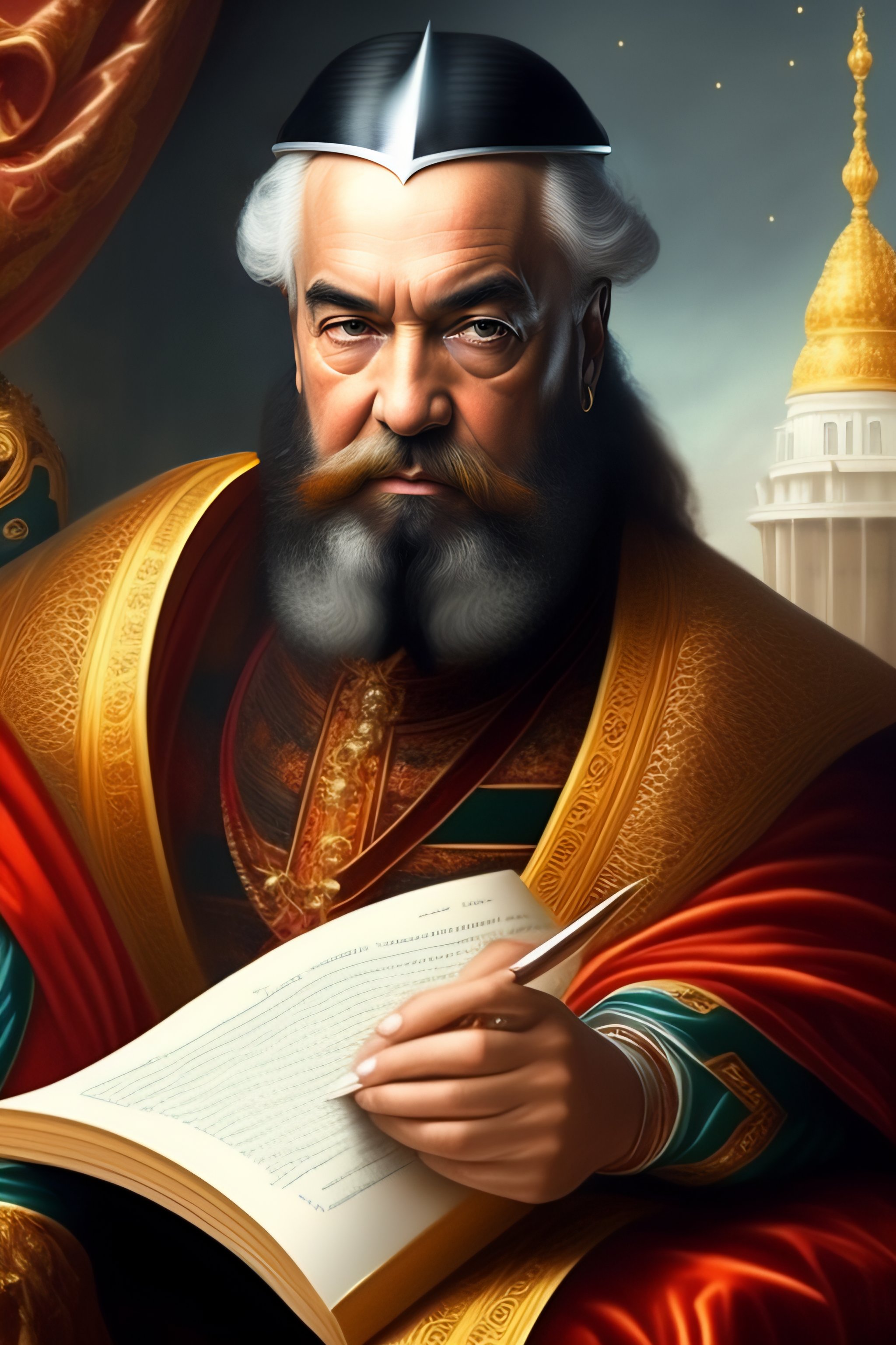 Lexica - Nostradamus is writing prediction for the next years.