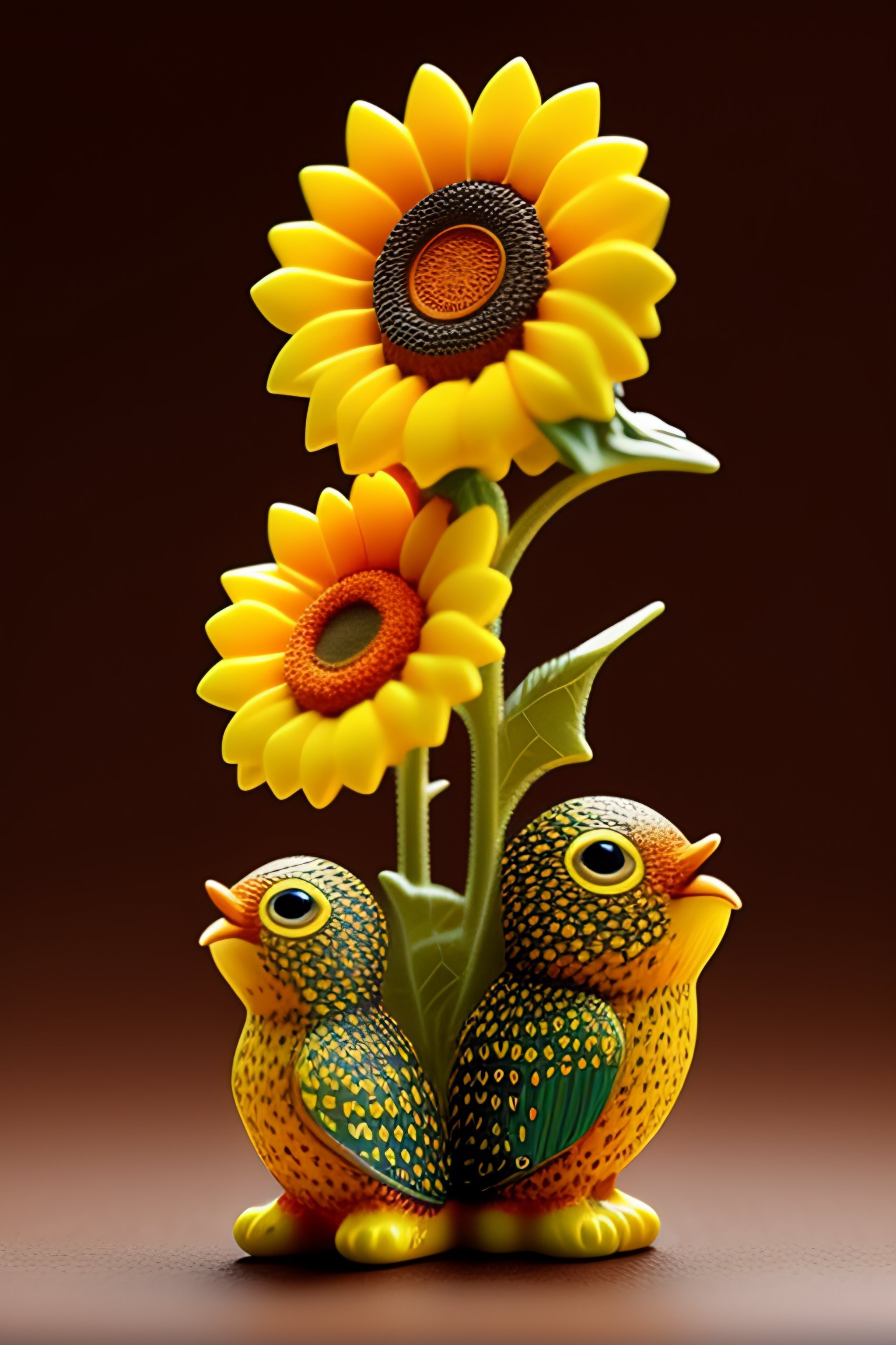 Lexica - Sunflower cute creature, beautiful 3d small Statue design by ...
