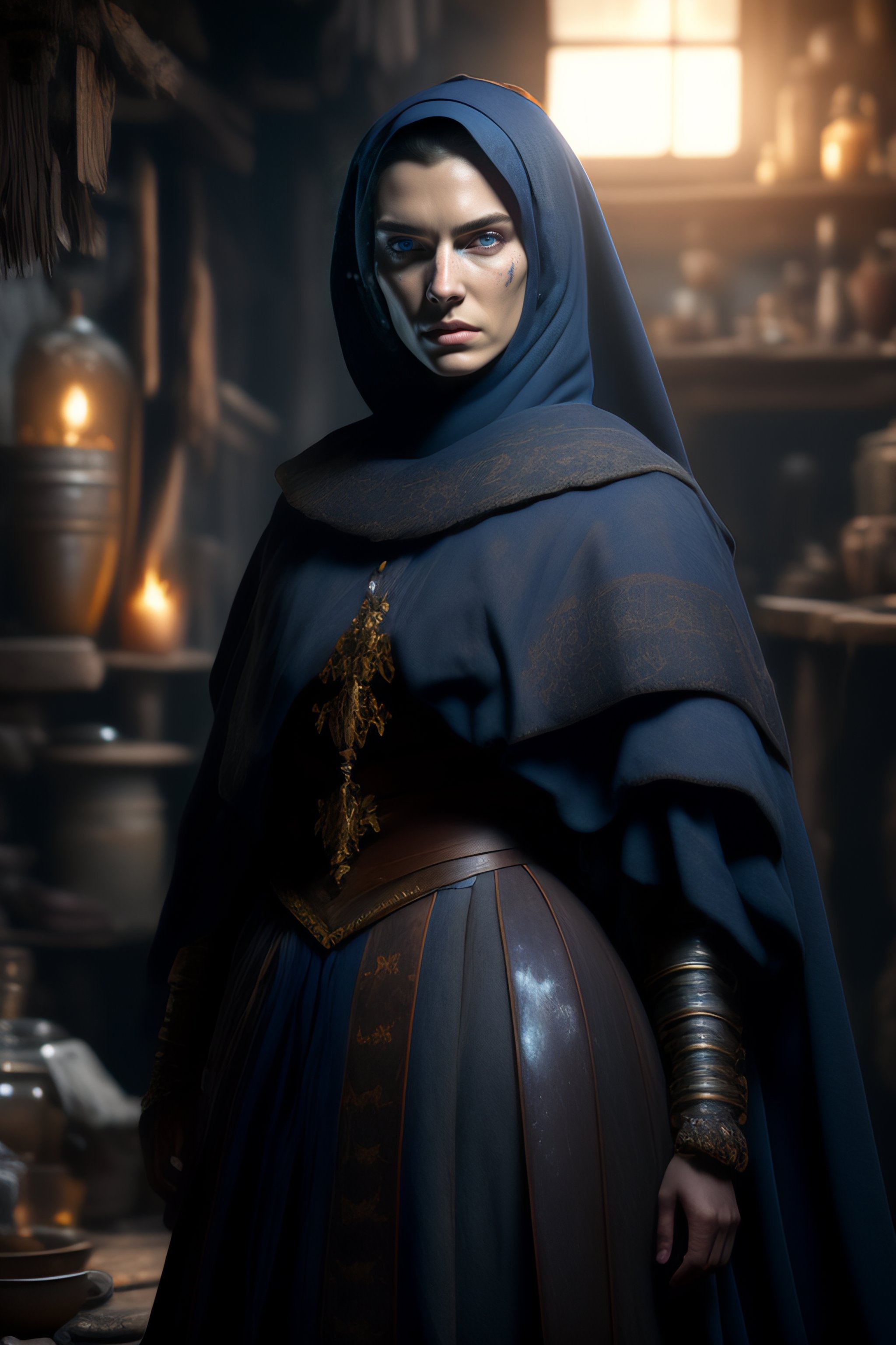 Lexica - Dark and gloomy full body 8k unity render, nun, blue yonder ...