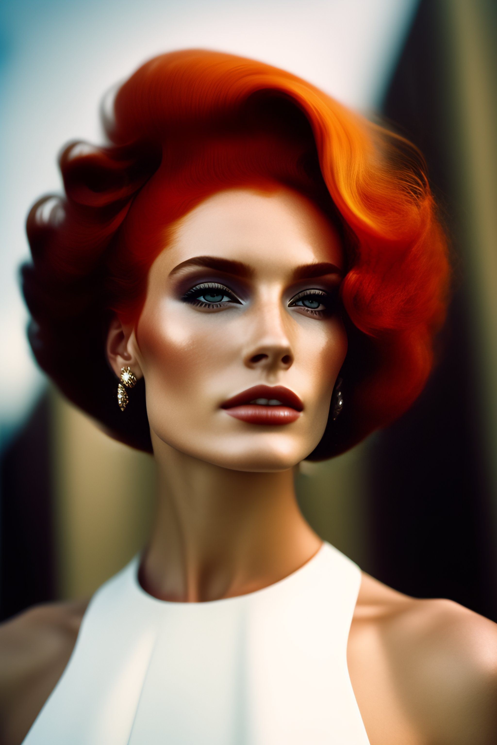 Lexica - Portrait of haute couture beautiful fashion model with red ...