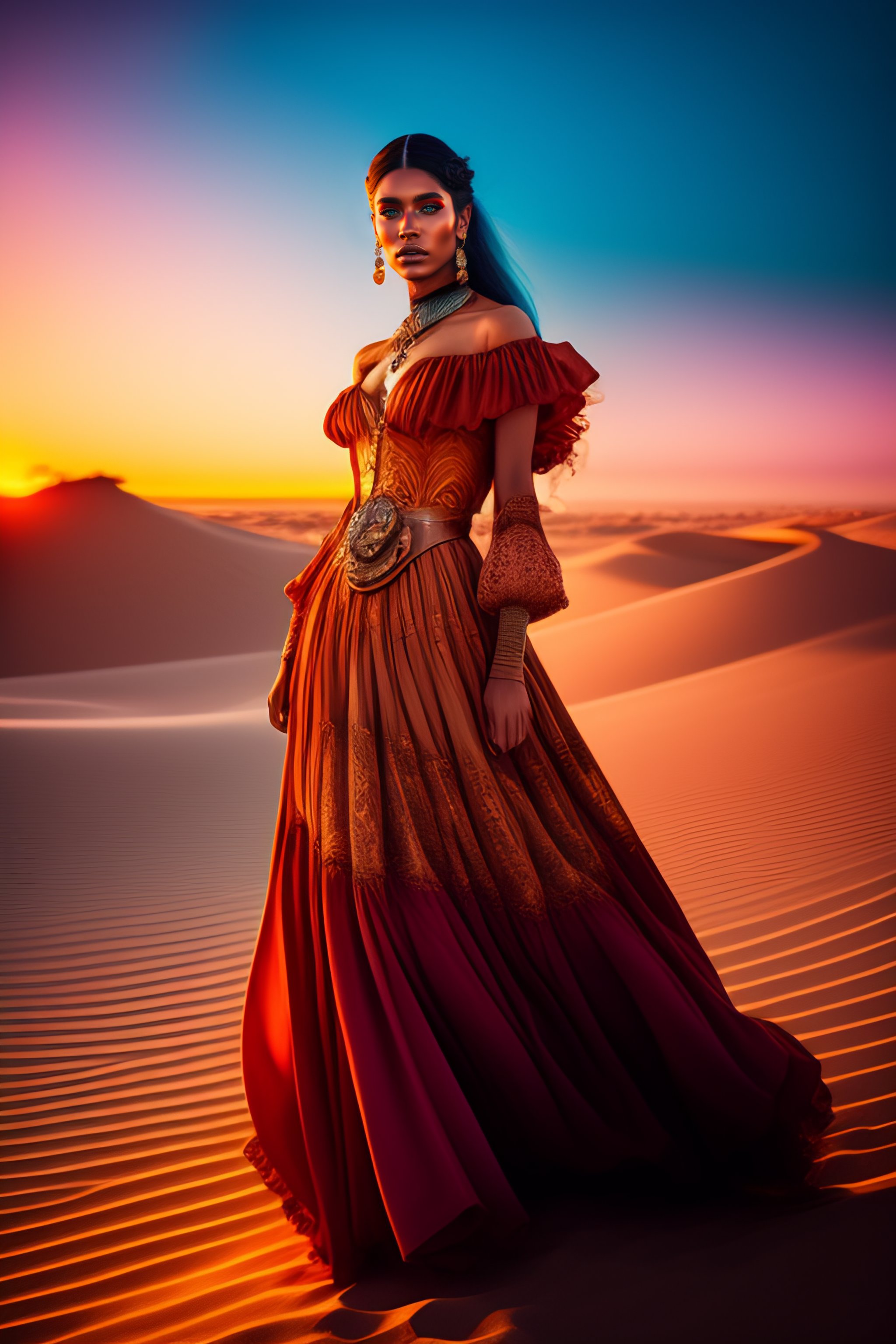 Lexica - Pretty Model in a stunning long flowy maximalist steampunk ...