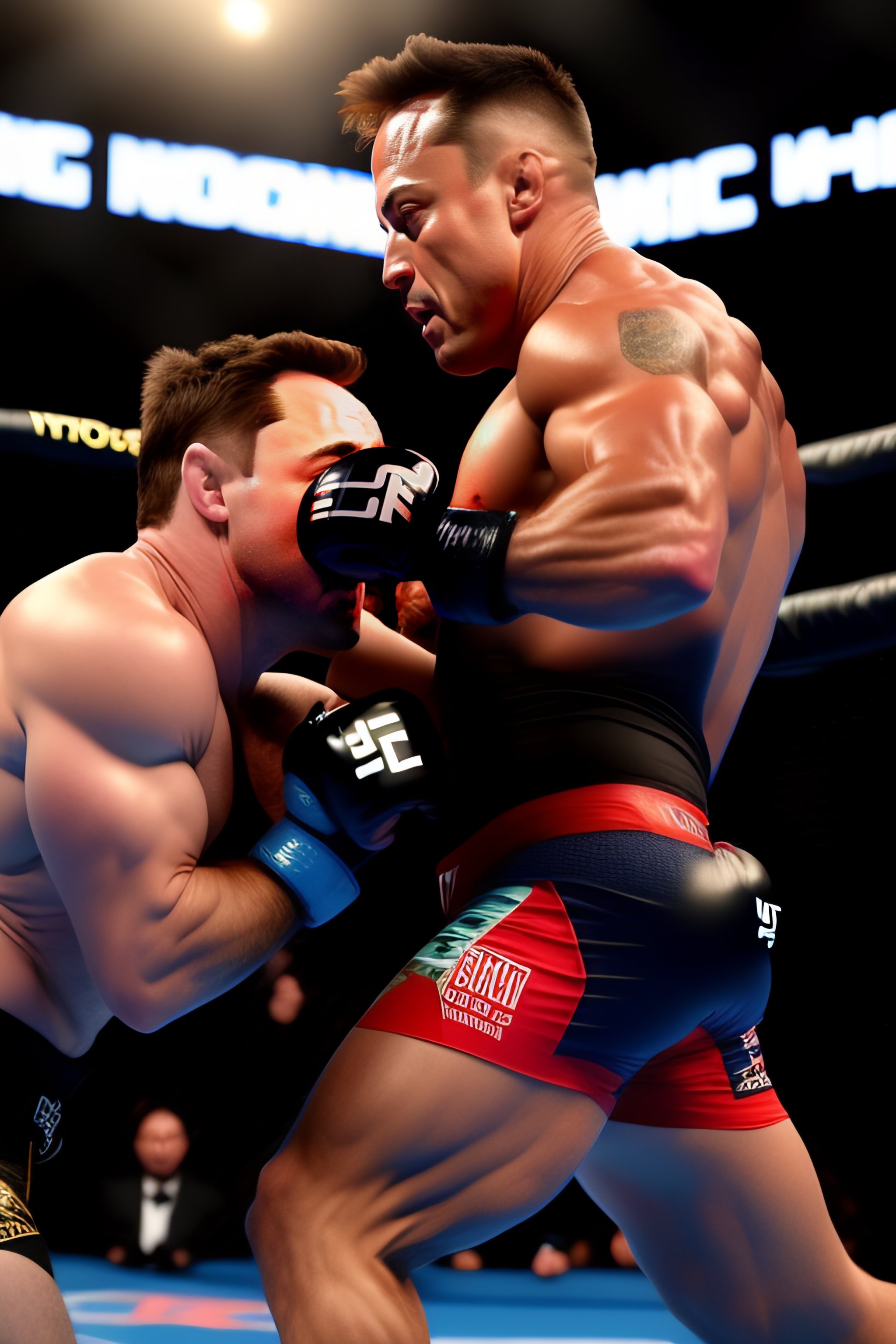 Lexica - Photograph of TShirt Muscular Elon Musk sparing Joe Rogan in ...