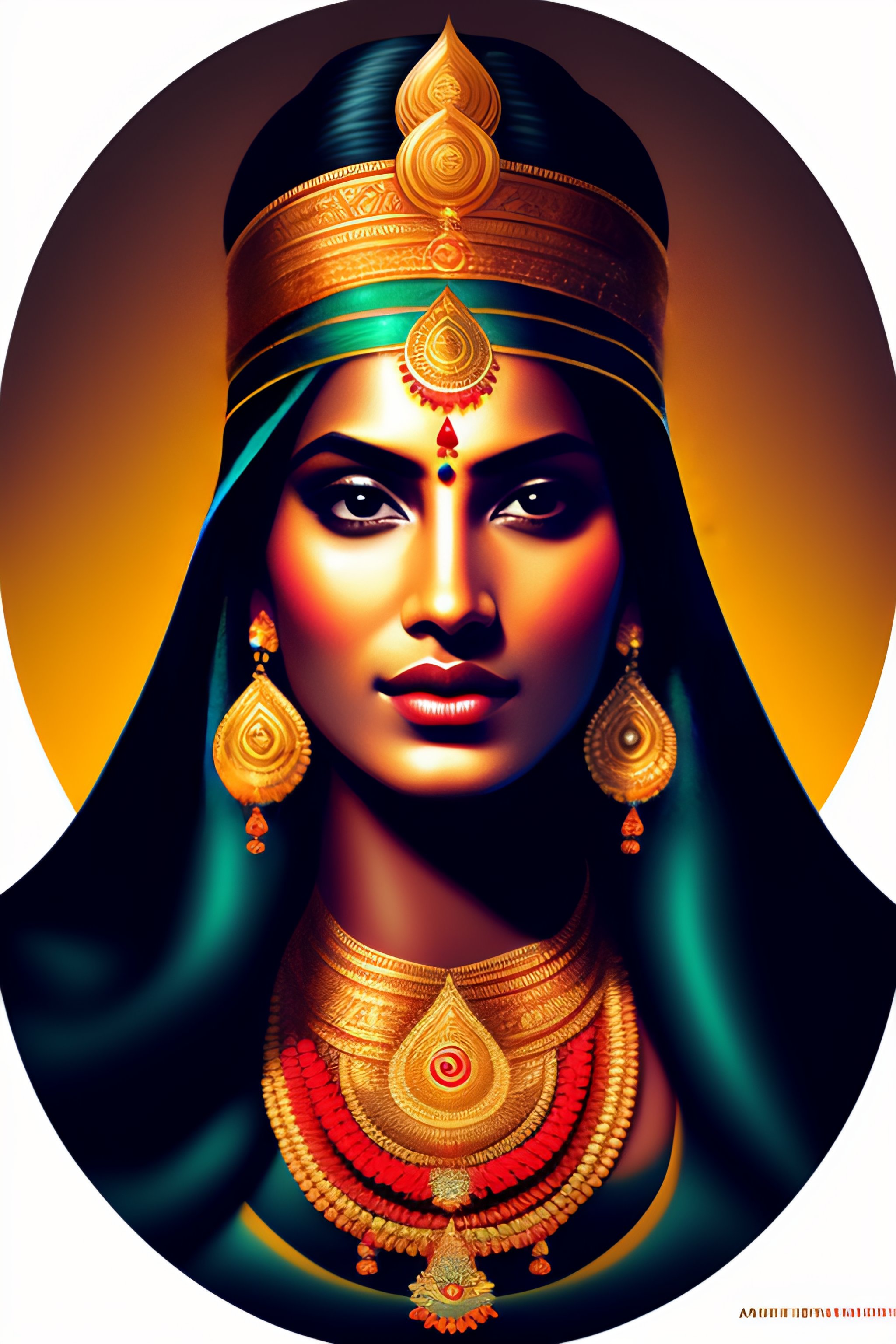 Lexica - A vector art of goddes parvati looking left with shawls in the ...