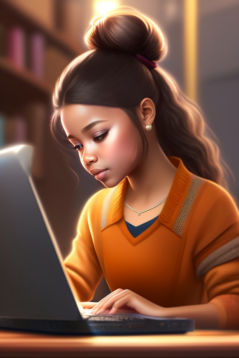Lexica - Girl working on a laptop,4k, realistic