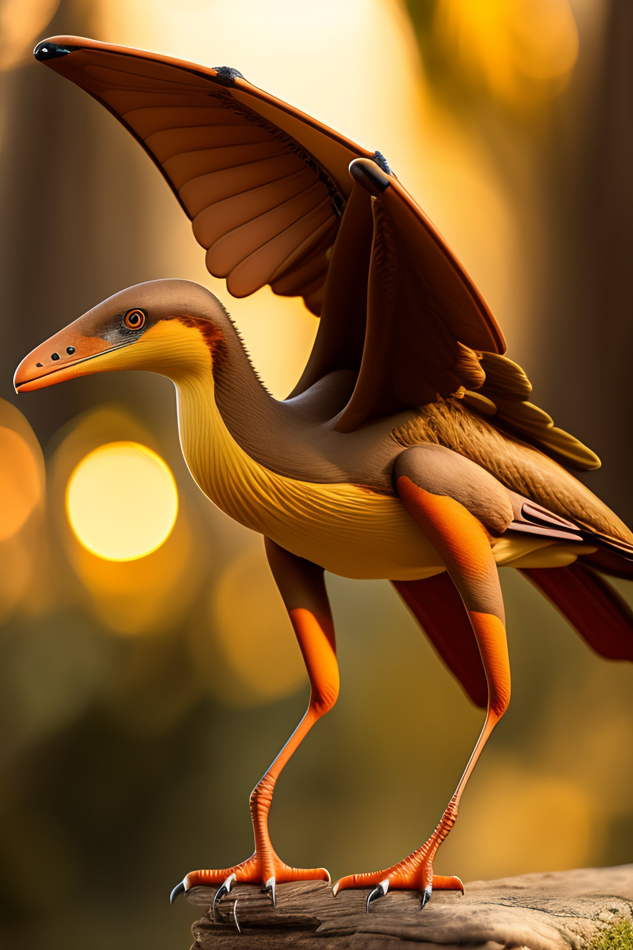 Lexica - Earth coloured pterodactyl with hearing aid in ears, wings ...