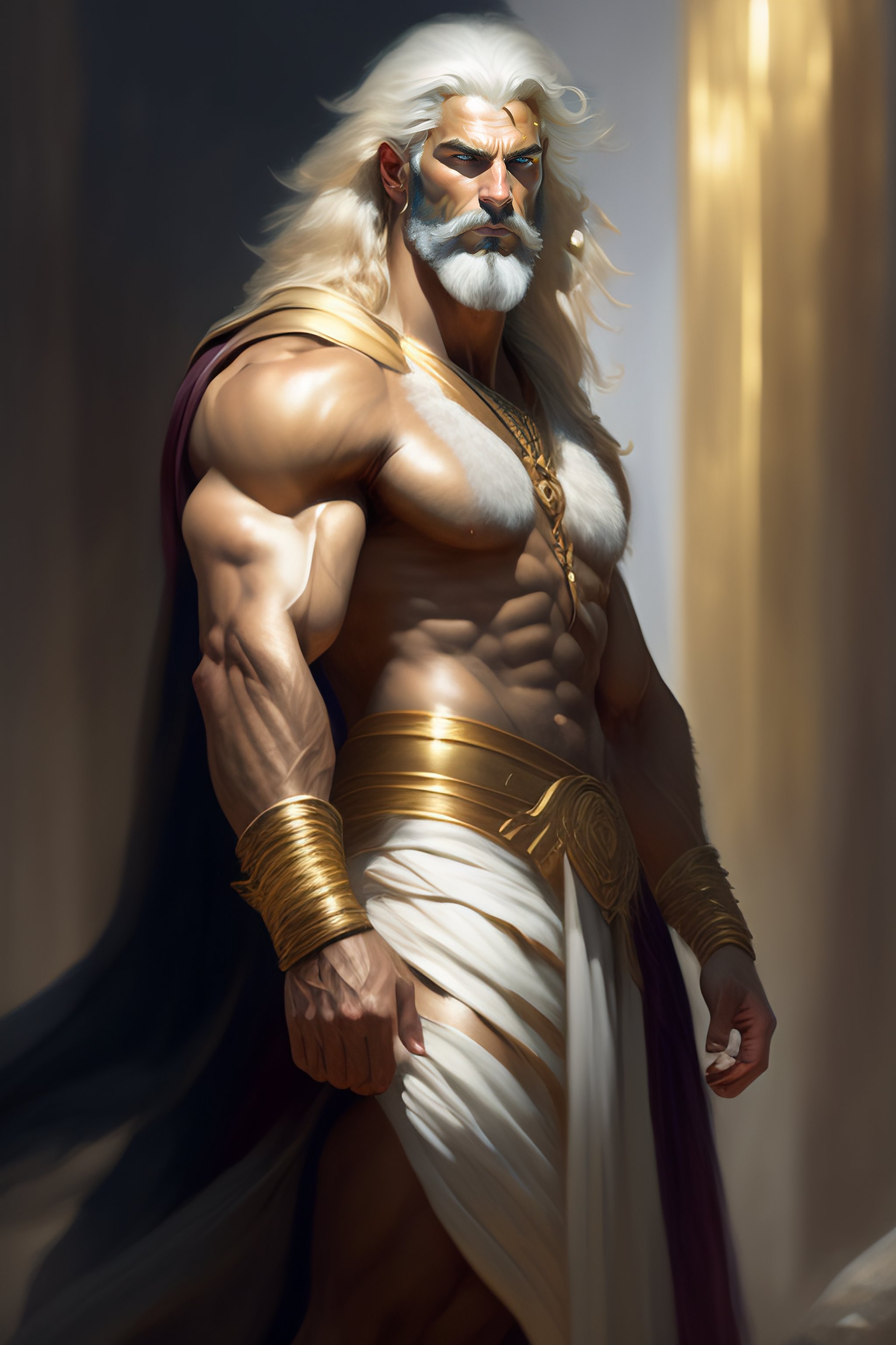 Lexica - Painted realism portrait of ruggedly handsome zeus by ruan jia ...