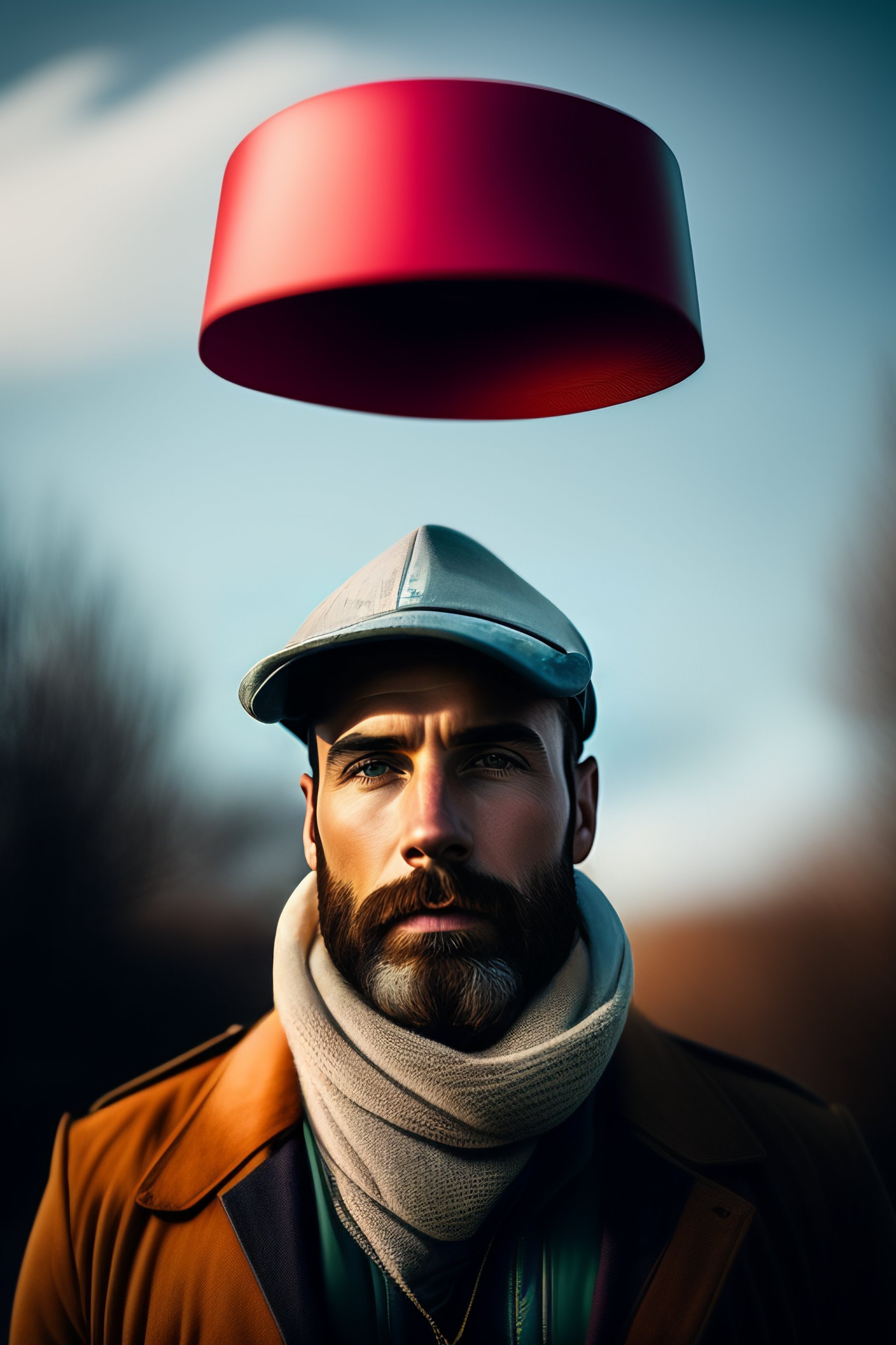 Lexica - Photo of man with paper hat,
