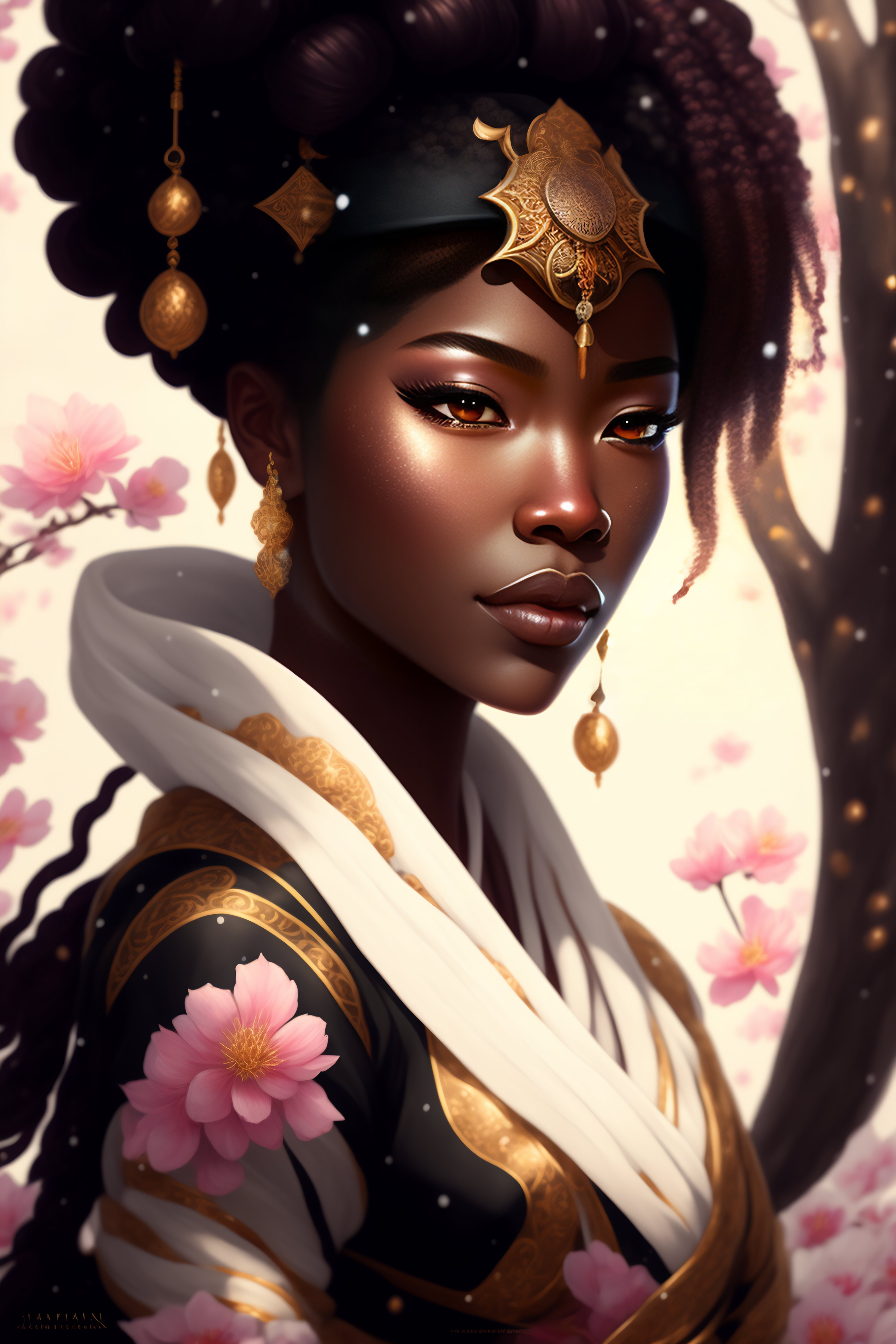 Lexica - Detailed portrait of steampunk black girl samurai with tachi ...