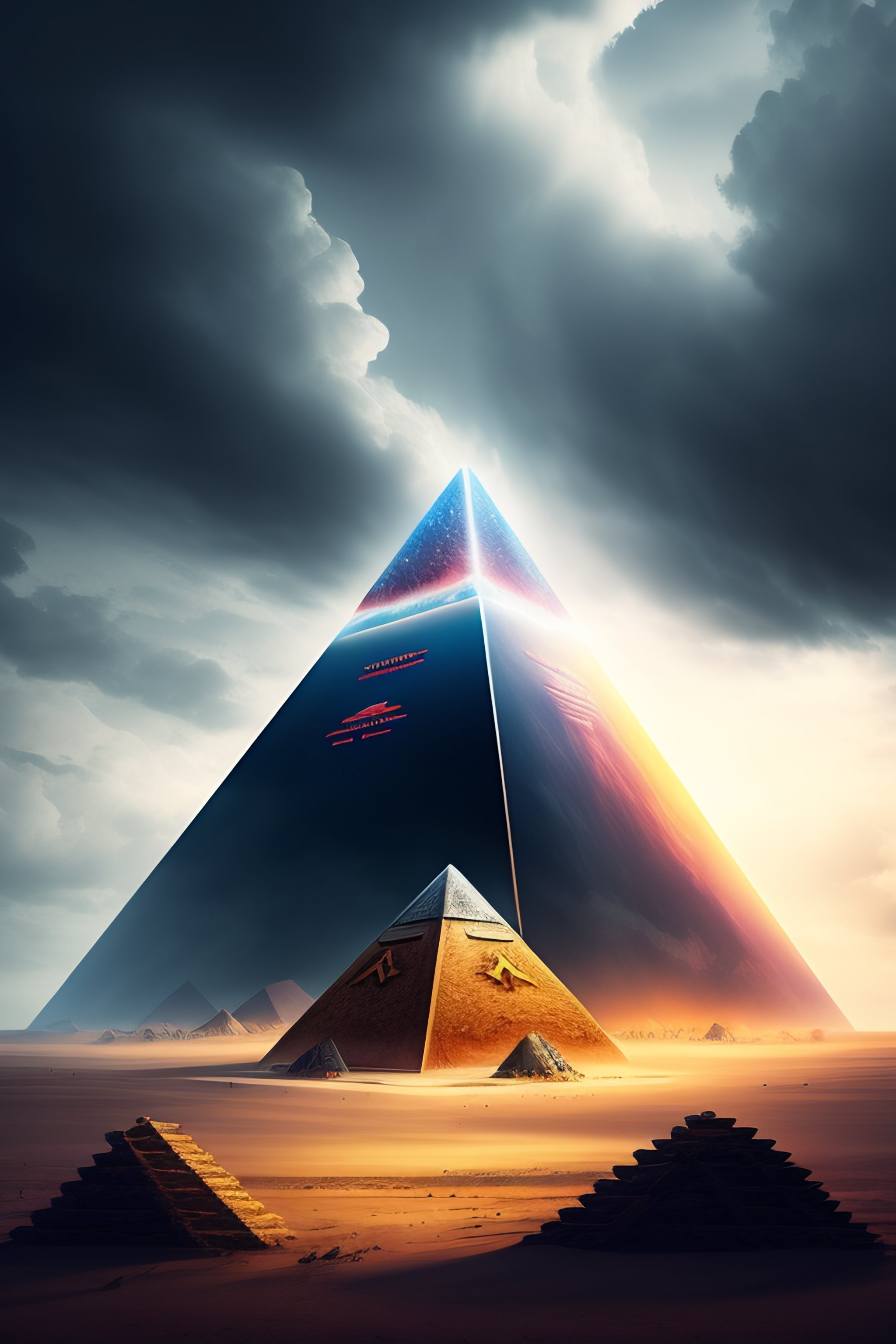 Lexica - Dystopian pyramids, background storm, computers