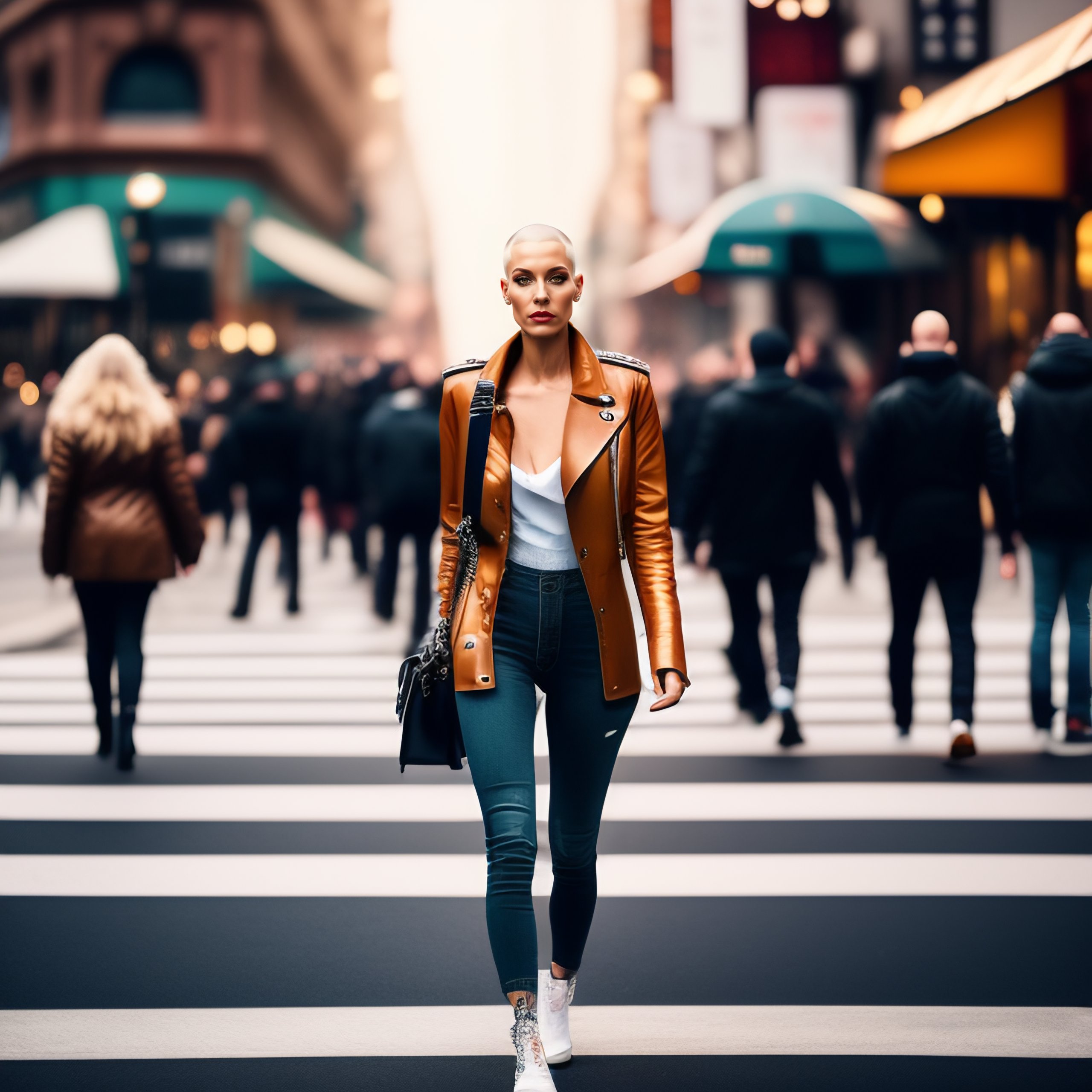 Lexica - Portrait of a skinny punk rock woman with a buzzed haircut ...