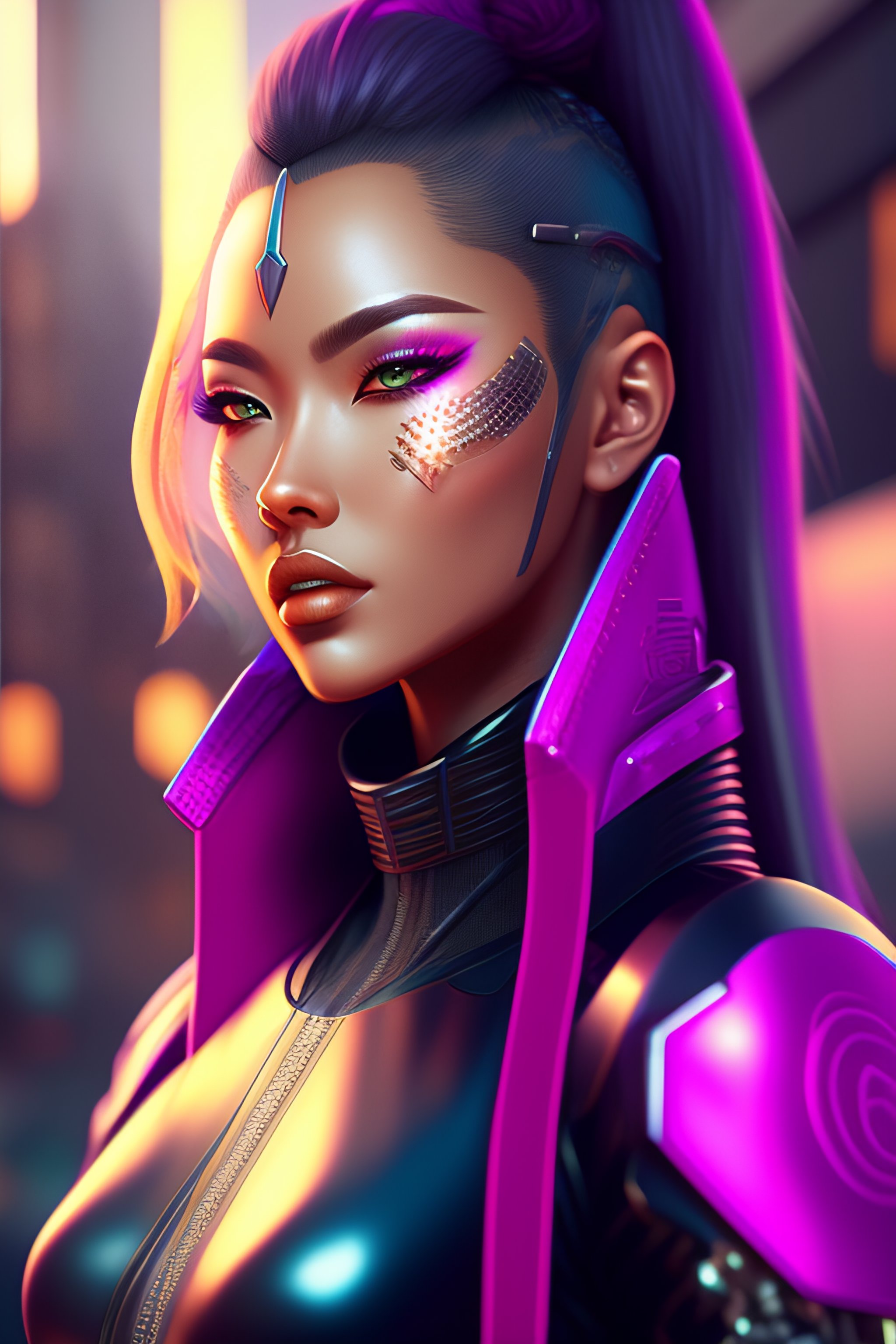 Lexica - Full body head to toe portrait of a cyberpunk sci-fi cyborg ...
