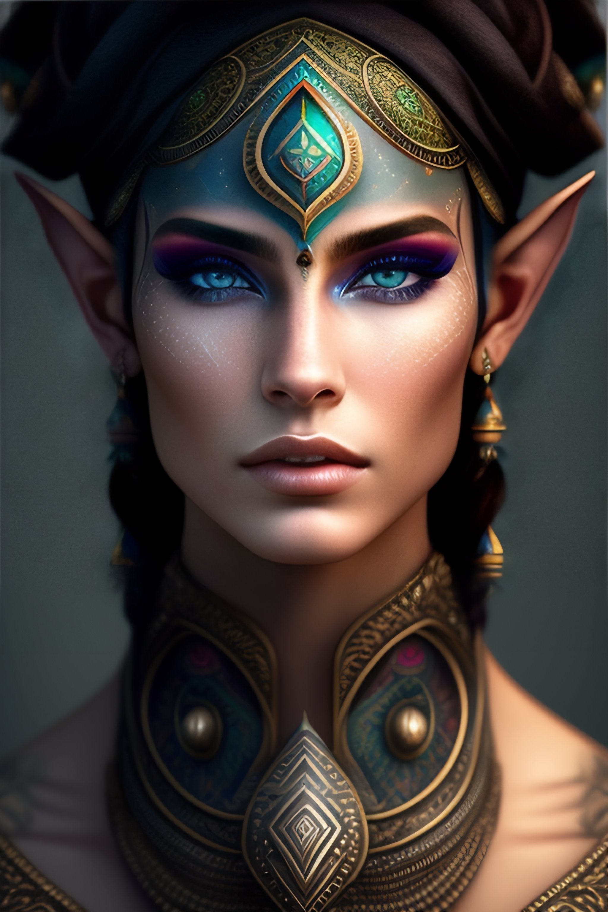 Lexica - Close up portrait of a beautiful human elf crossbreed,detailed ...