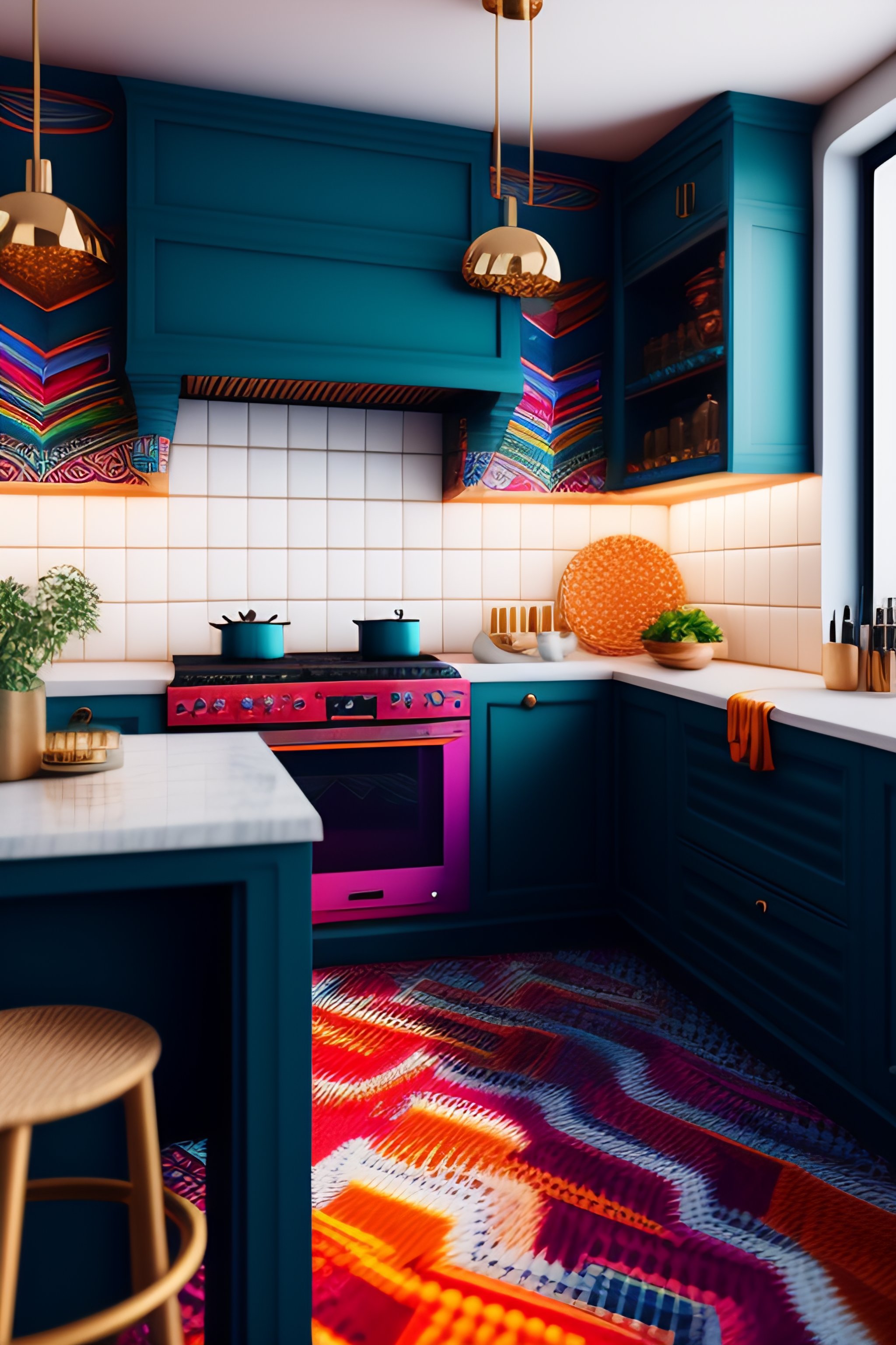 Lexica - The most psychedelic geometric patterned kitchen imaginable ...