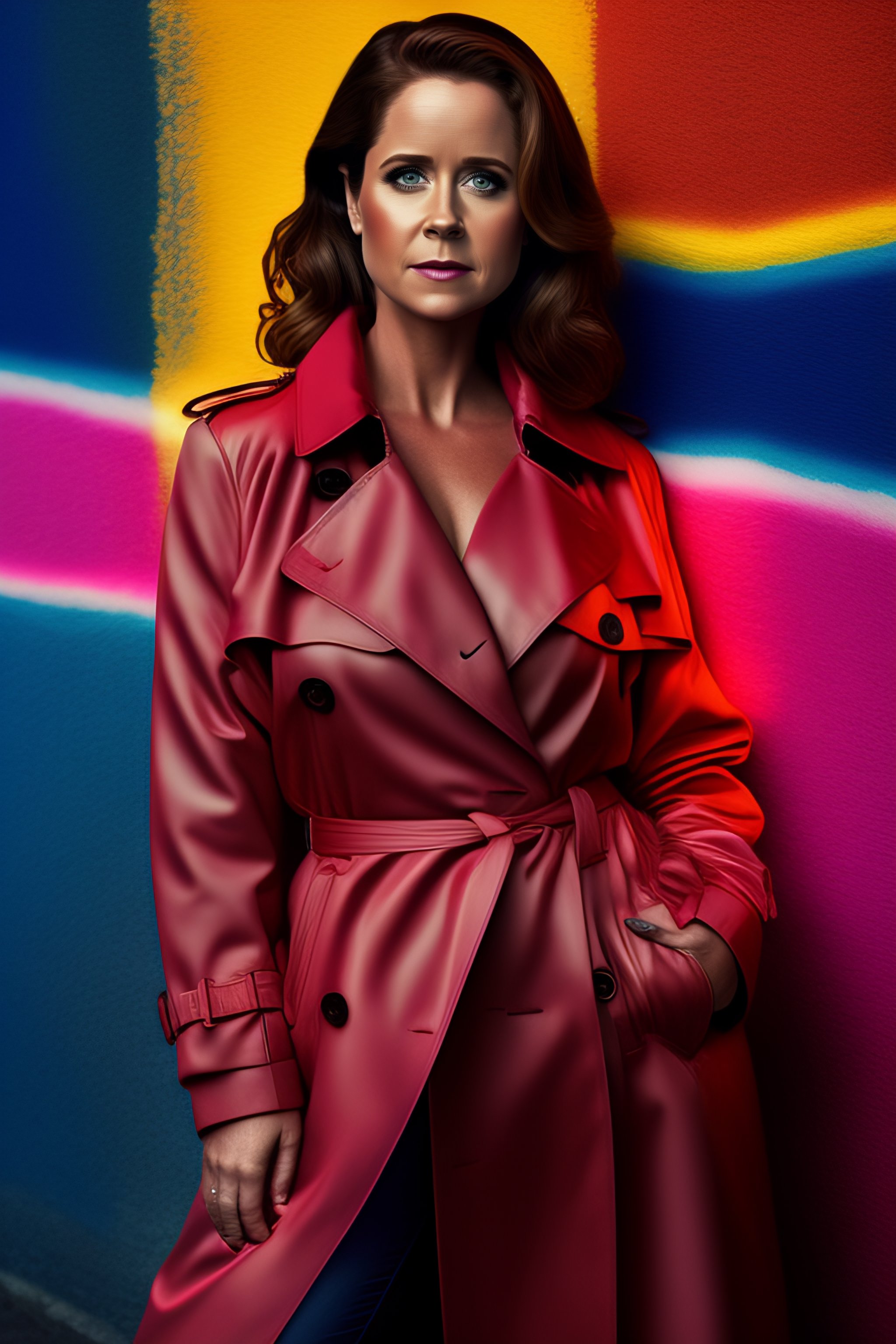 Lexica - Brunette Jenna Fischer is leaning back against the Berlin wall ...