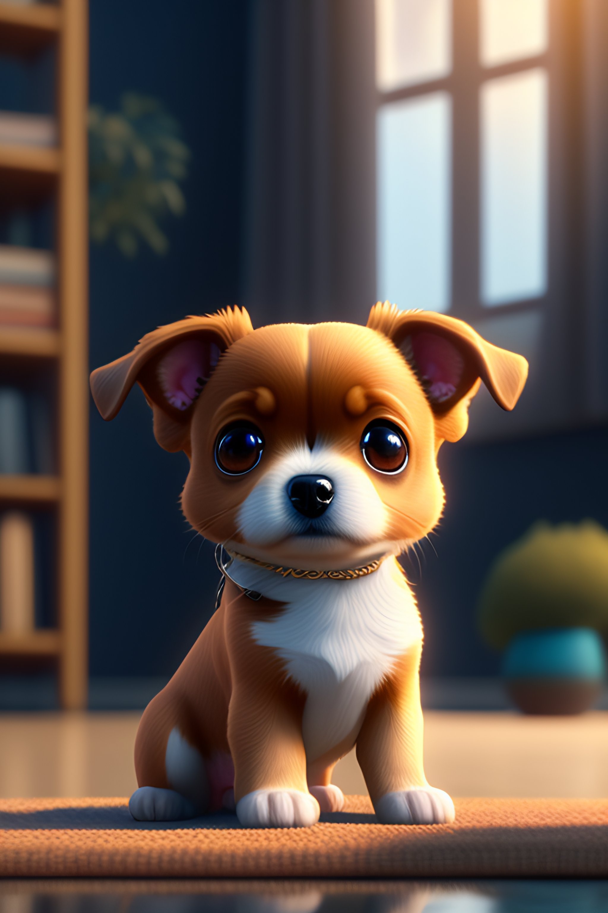 Lexica - Cute small humanoid dog sitting in front of laptop ,unreal ...