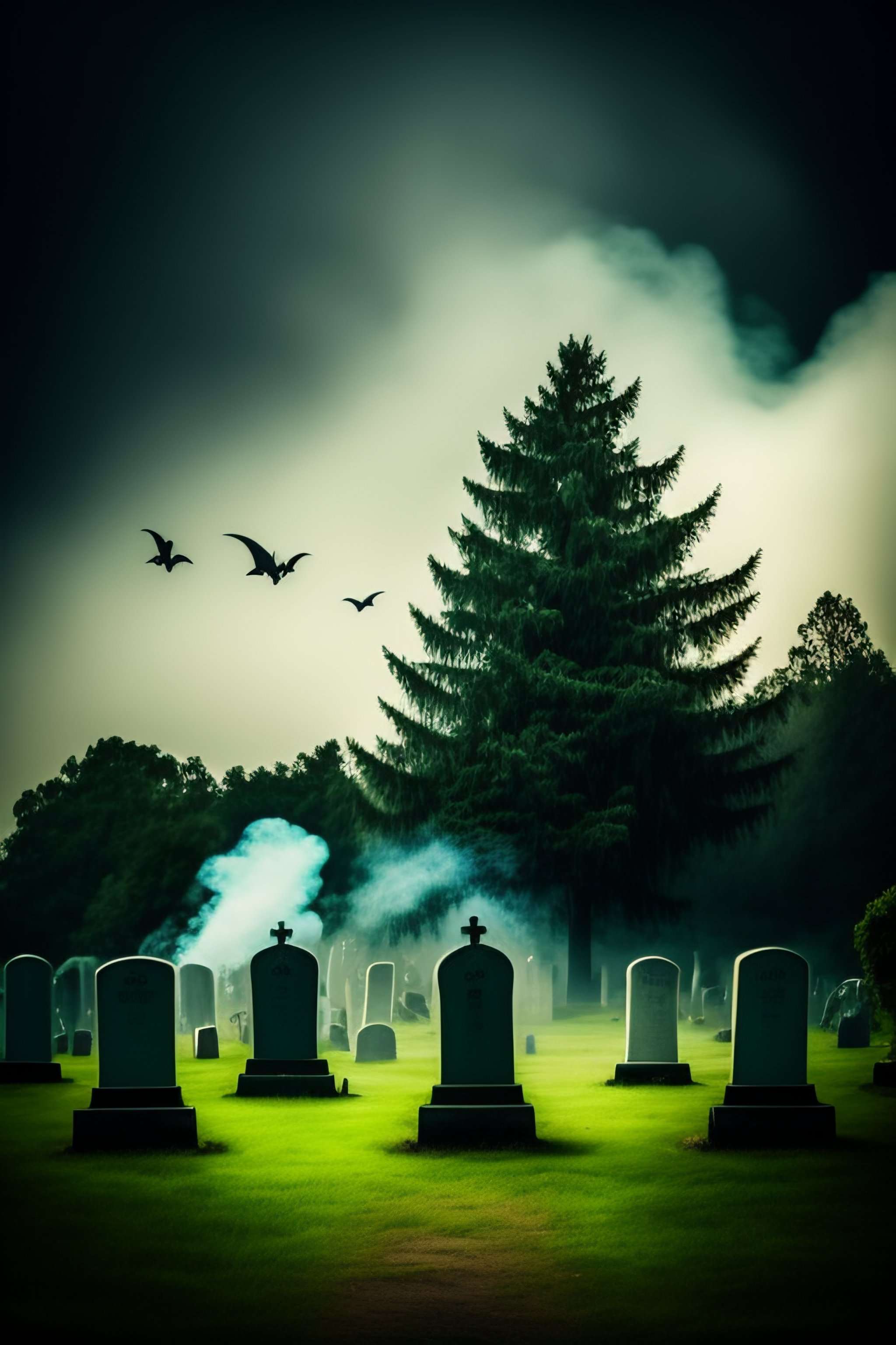 Lexica - Horror movie setting, it's a very scary cemetery, it has open ...