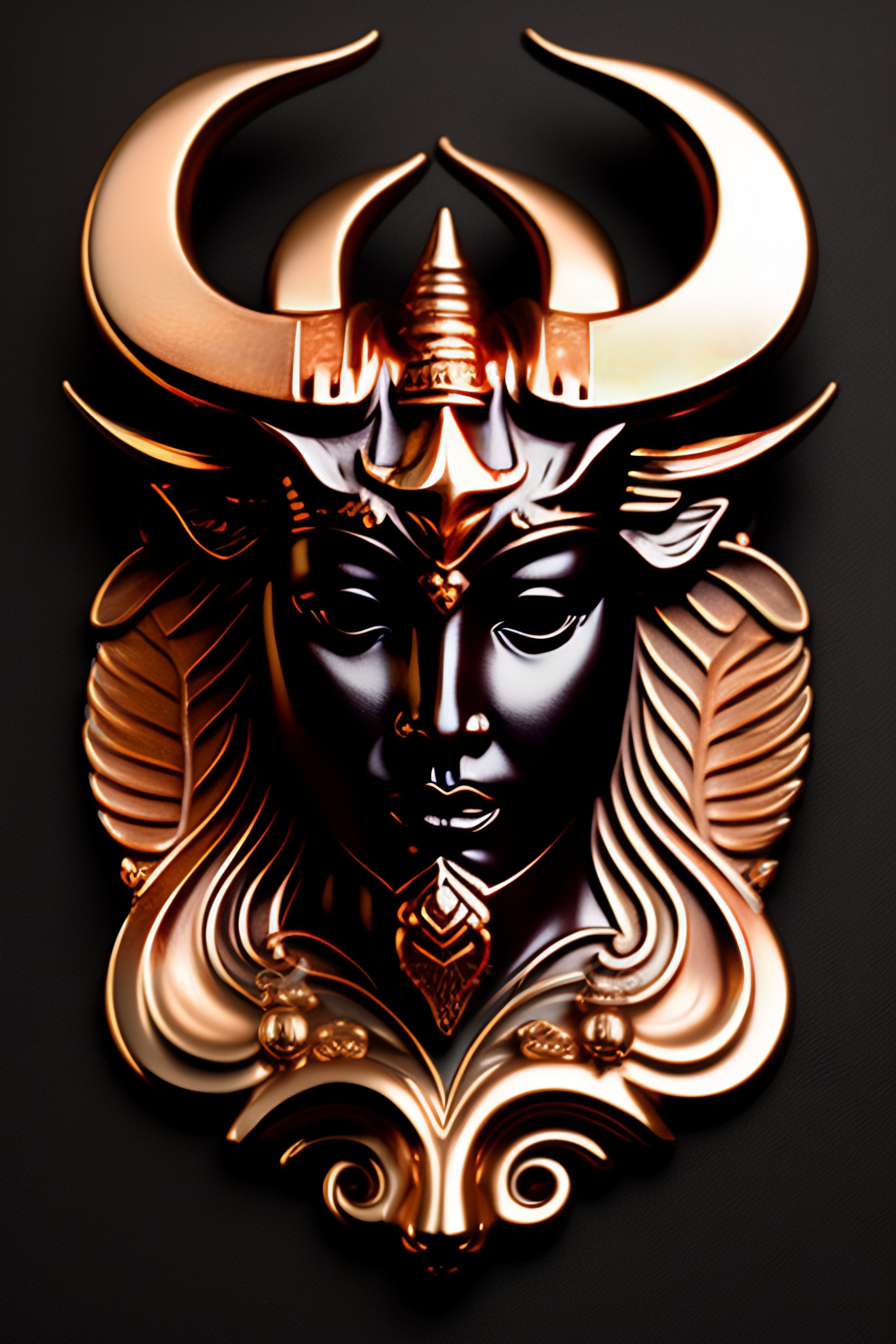 Lexica - Creat a carved face of baphomet black and rosegold portrait
