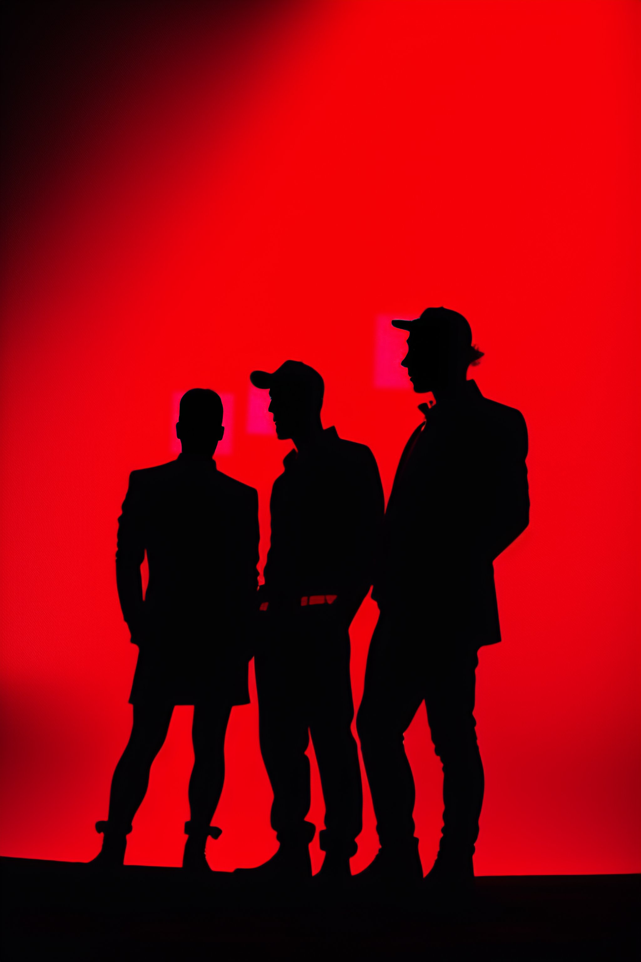 Lexica - A silhouette of a band of four members standing together on ...