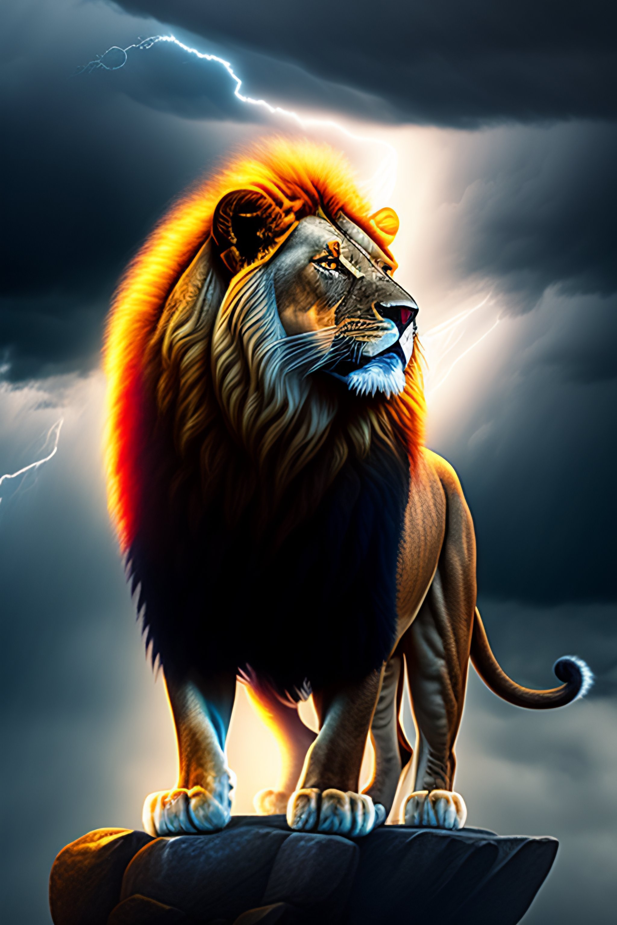 Lion Standing On Rock