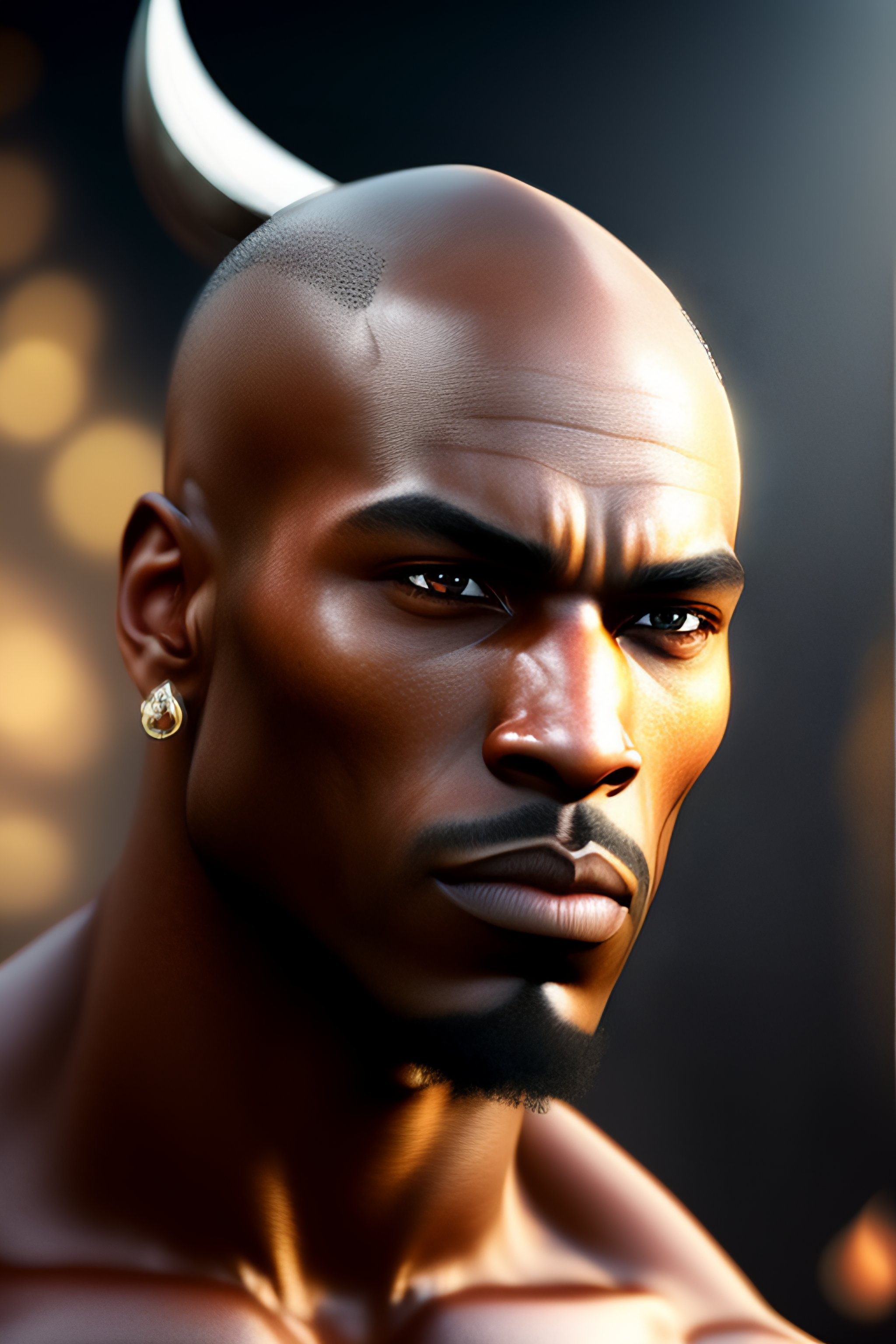 Lexica - Unreal engine, warrior, bald head, no beard.